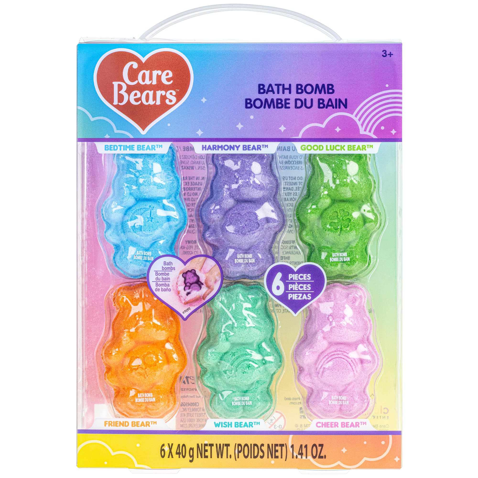 Amazon.com: Care Bears 6 Pack Bubblegum Scented Bath Bombs - Ages 3+ Character Molded Bath Bombs ...