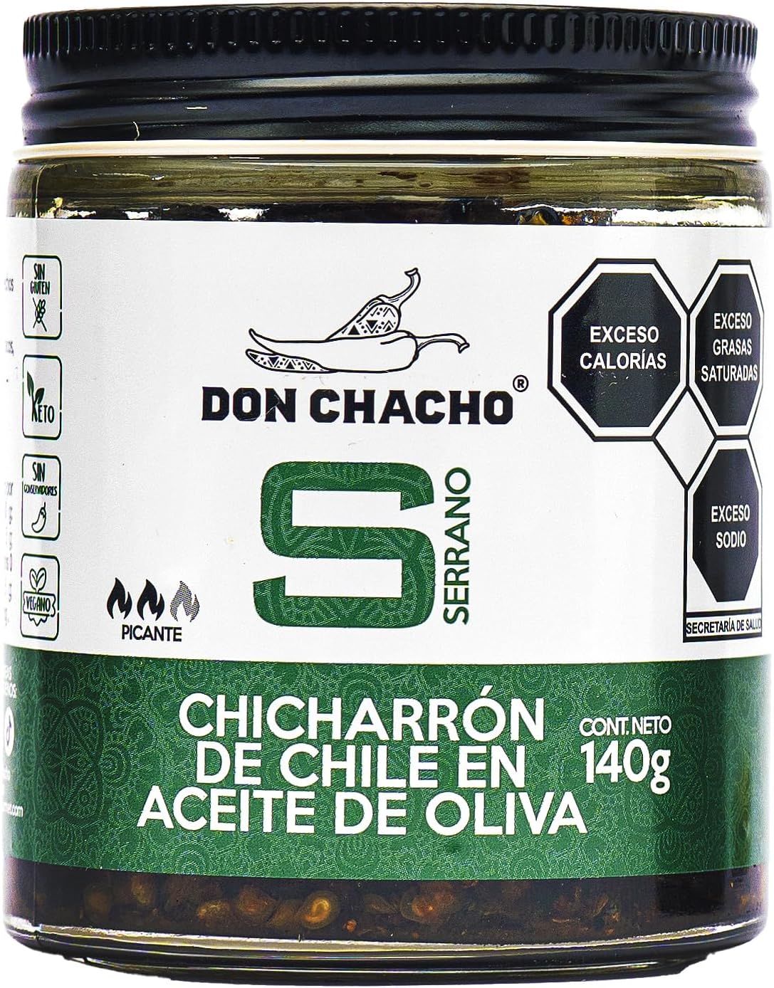 Chicharrón de Chile Serrano en Aceite de Oliva Don Chacho de 140 gr ...
