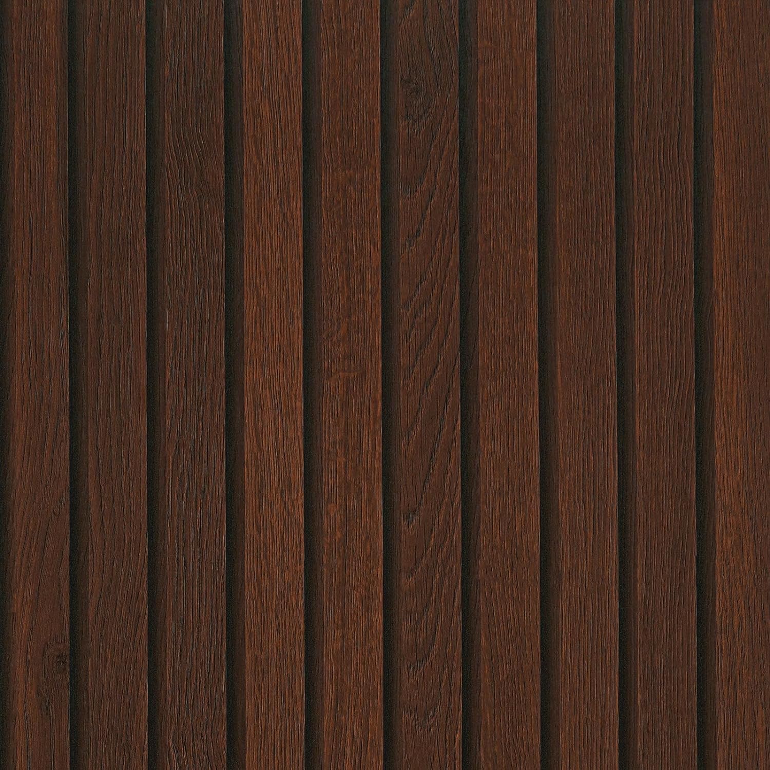 FunStick 16"x472" Brown Wood Slats Peel and Stick Wallpaper Waterproof ...