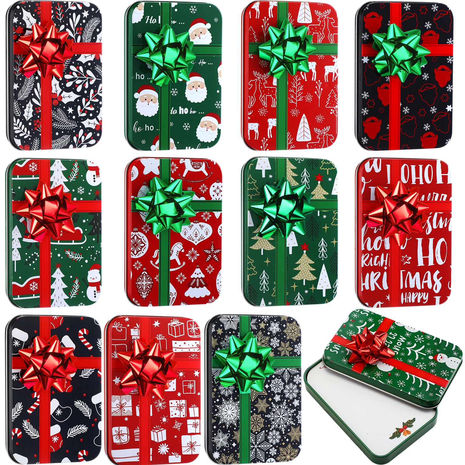 Amazon.com: Yaocom 24 Sets Christmas Gift Card Holder Tin Boxes with ...