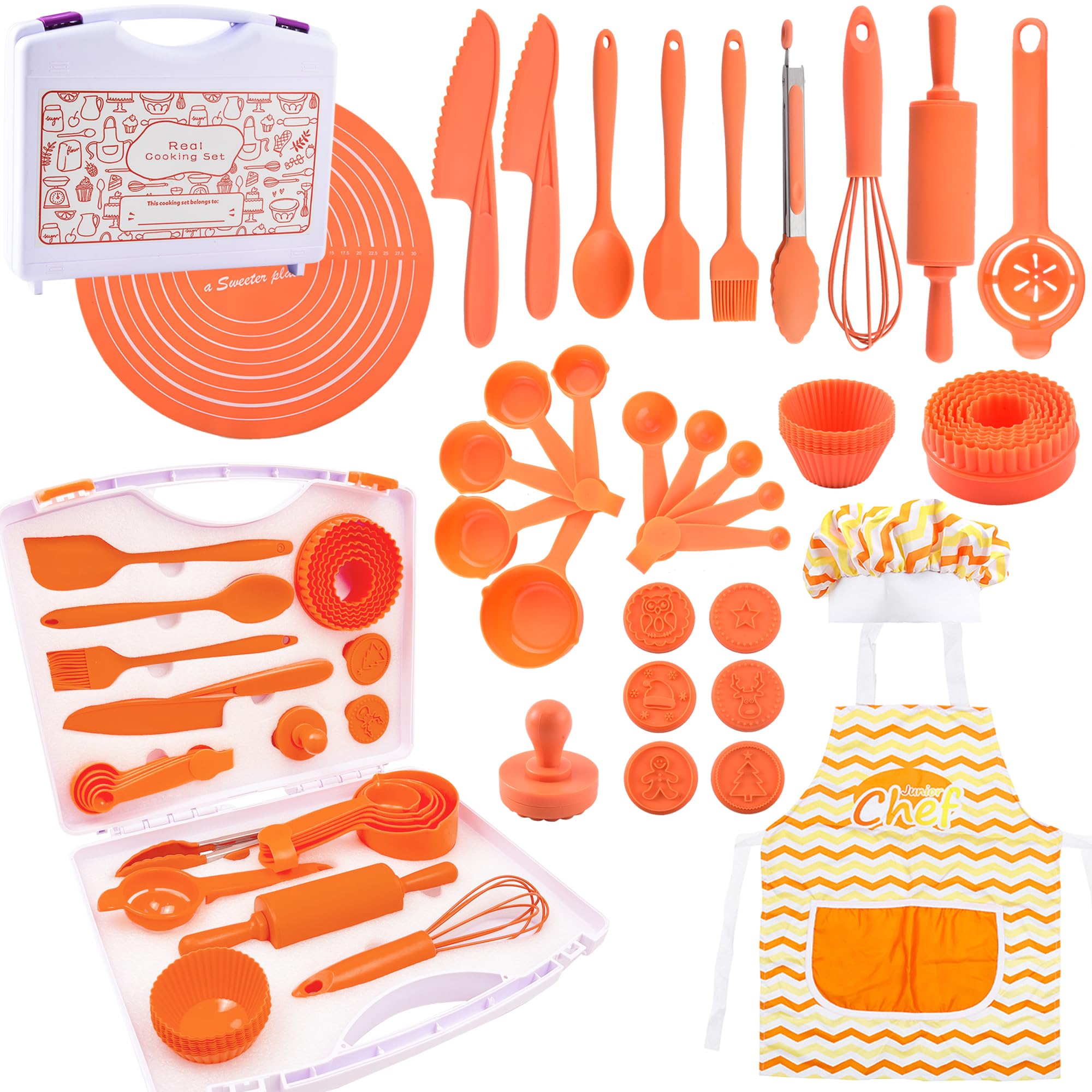 Amazon.com: 45 Pcs Kids Cooking & Baking Set with Storage Box Real Kids ...