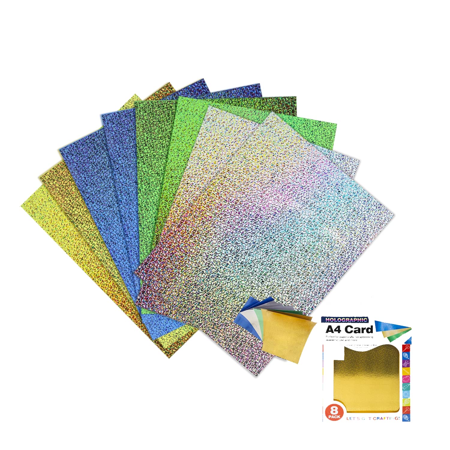 A4 Holographic Card, Pack of 8 Sheets, Standard A4 Card, in 4 Colours ...
