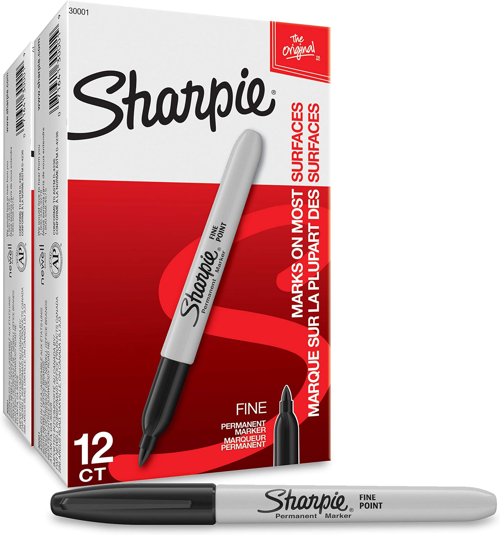 Amazon.com: Marcador permanente Sharpie, punta fina, tinta negra, Negro ...
