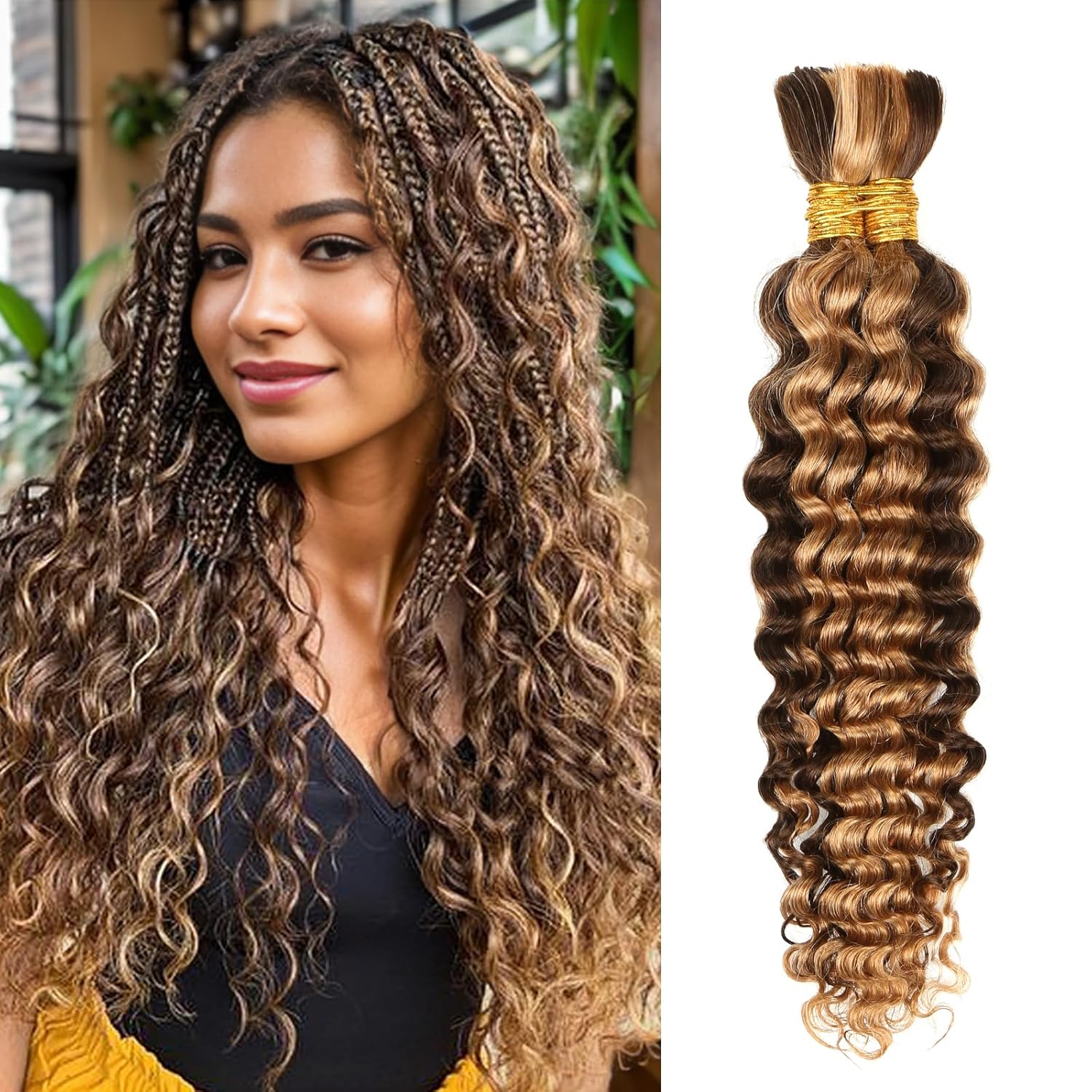 Amazon.com : Human Braiding Hair Deep Wave Bulk Human Hair for Braiding ...