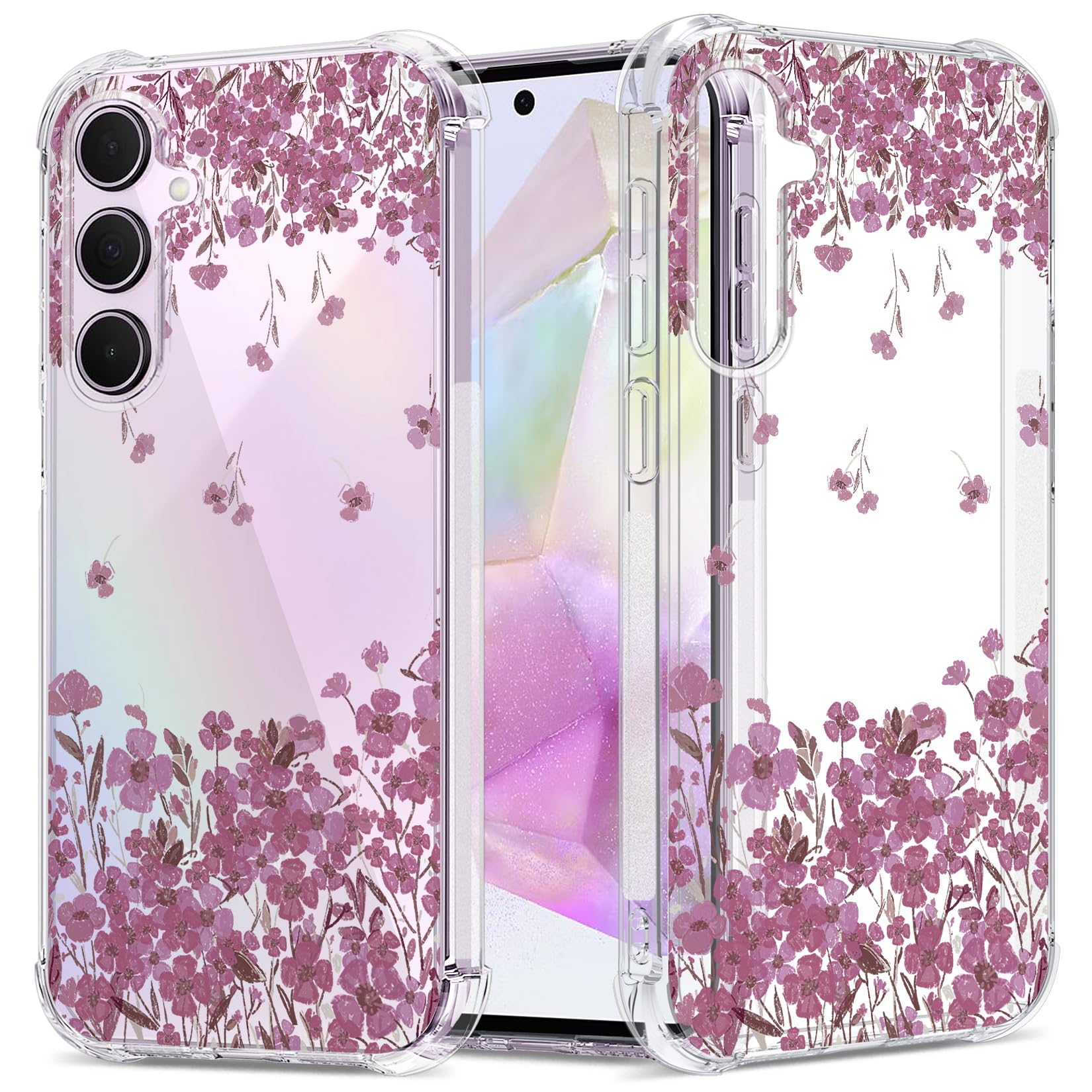 Amazon.com: GREATRULY Floral Clear Case for Galaxy A35 5G for Women/Girls,Pretty Phone Cover for ...