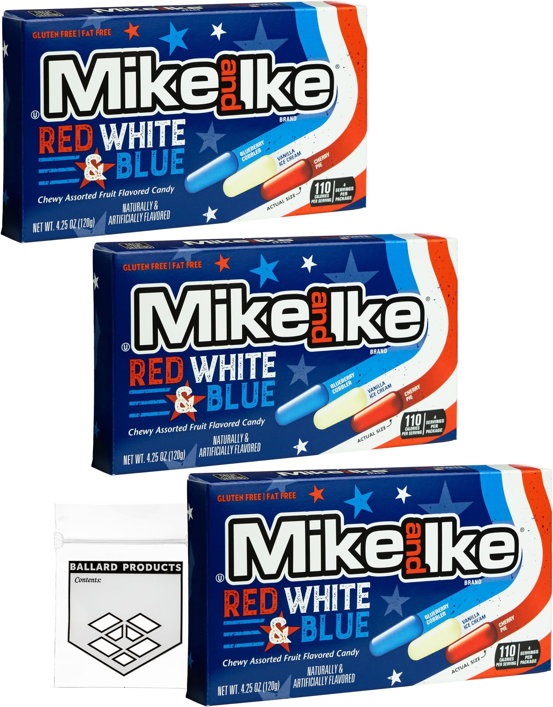 Amazon.com: Mike and Ike Red, White, and Blue Pack of 3 Theater Boxes ...