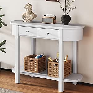 Amazon.com: Amposei Curved Console Table 40-Inch Retro Farmhouse Wood ...