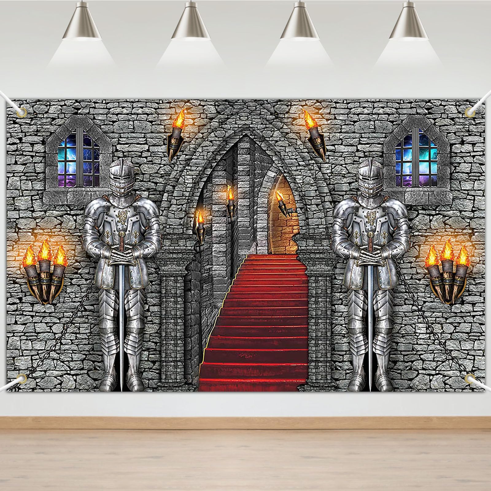 Amazon.com : Tranqun Medieval Party Decorations Castle Backdrop Knight Wall Backdrop Keepers of ...