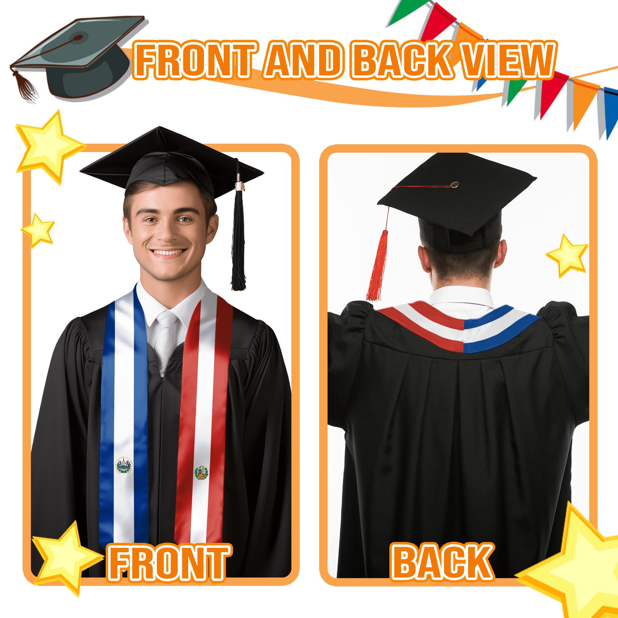 Snapklik.com : Graduation Stole Sash El Salvador Peru Flag Graduation ...