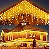 DEPOVOR Christmas LED Icicle Curtain Fairy Lights Outdoor Indoor ...