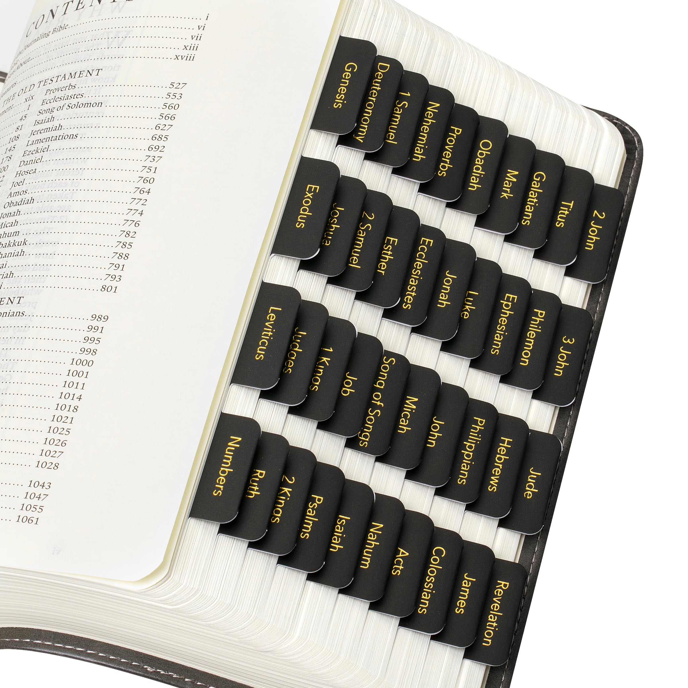 Snapklik.com : Laminated Bible Tabs, 75 Pcs, Black, Gold Foil Embossed ...