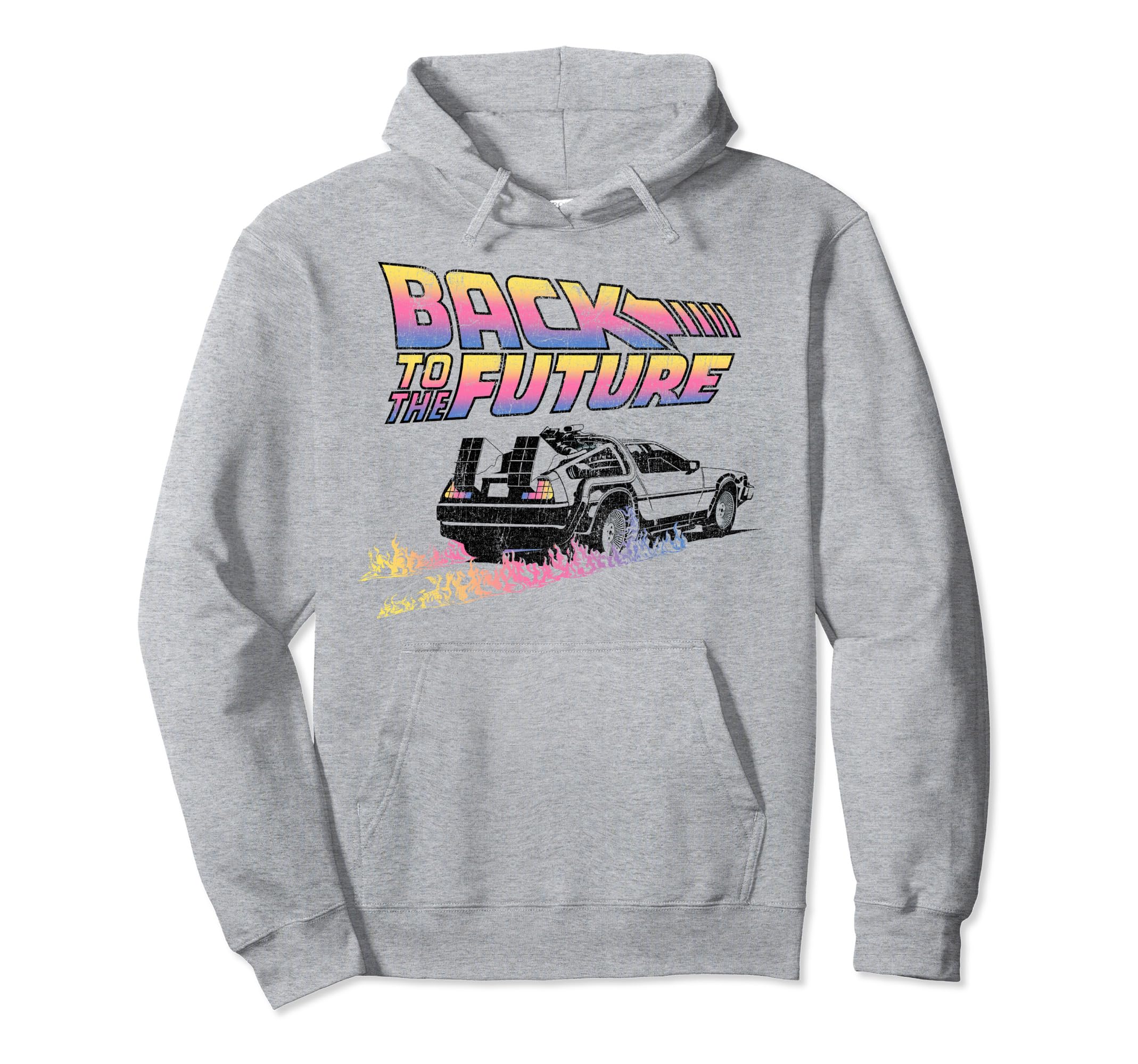 Amazon.com: Back To The Future DeLorean Flames Pullover Hoodie ...