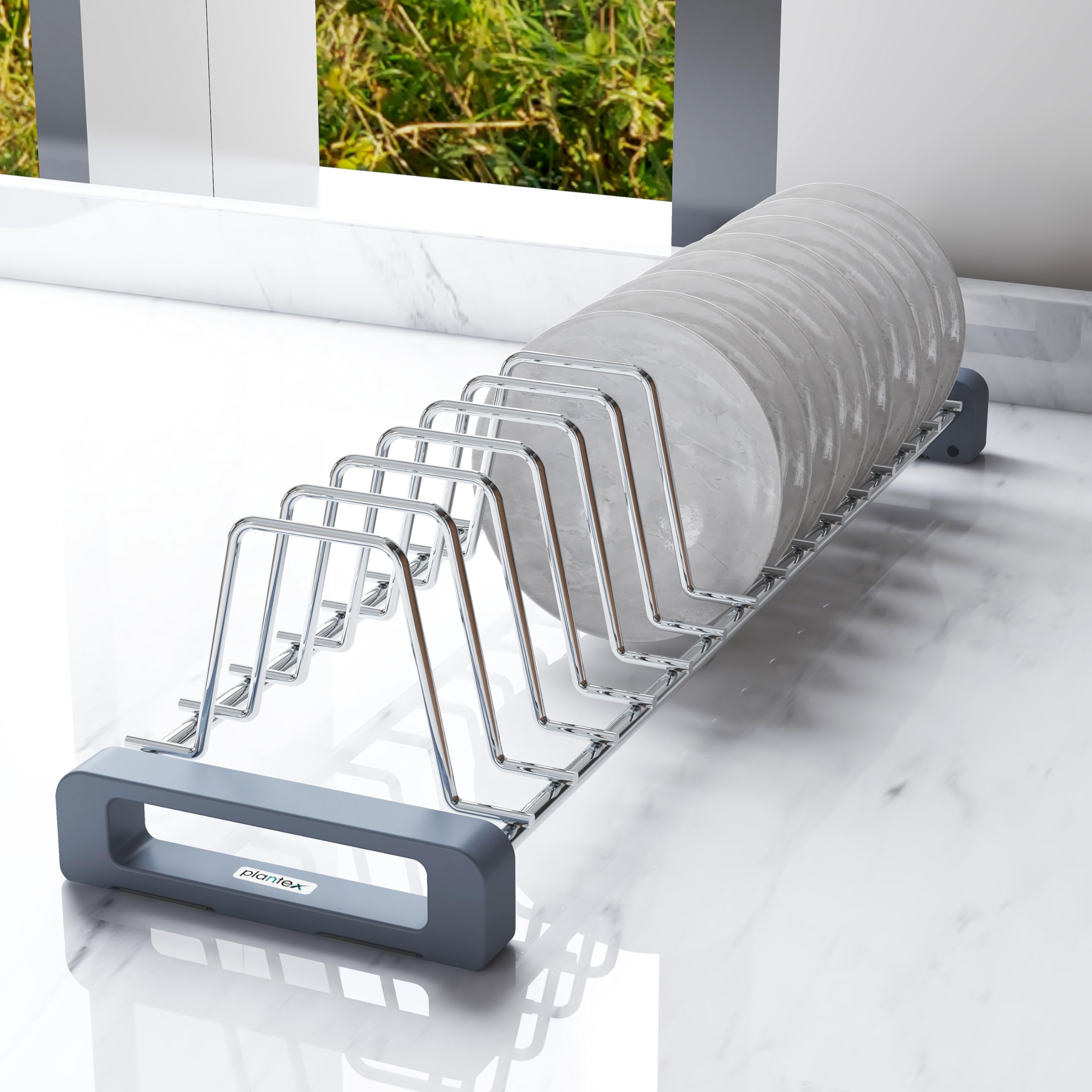 Buy Plantex Stainless Steel Thali Stand/Dish Rack/Plate Stand/Plate ...