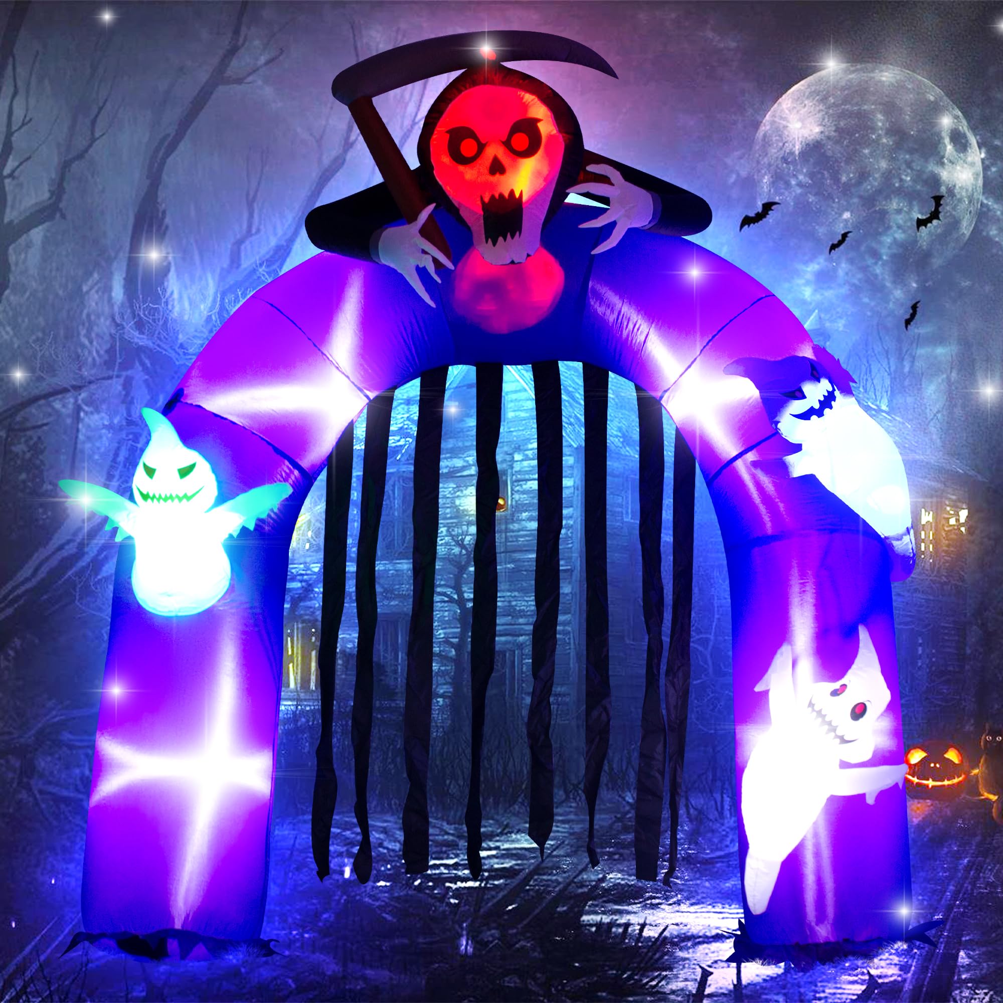 Snapklik.com : VENLOIS 8FT Halloween Inflatables Giant Grim Reaper Arch