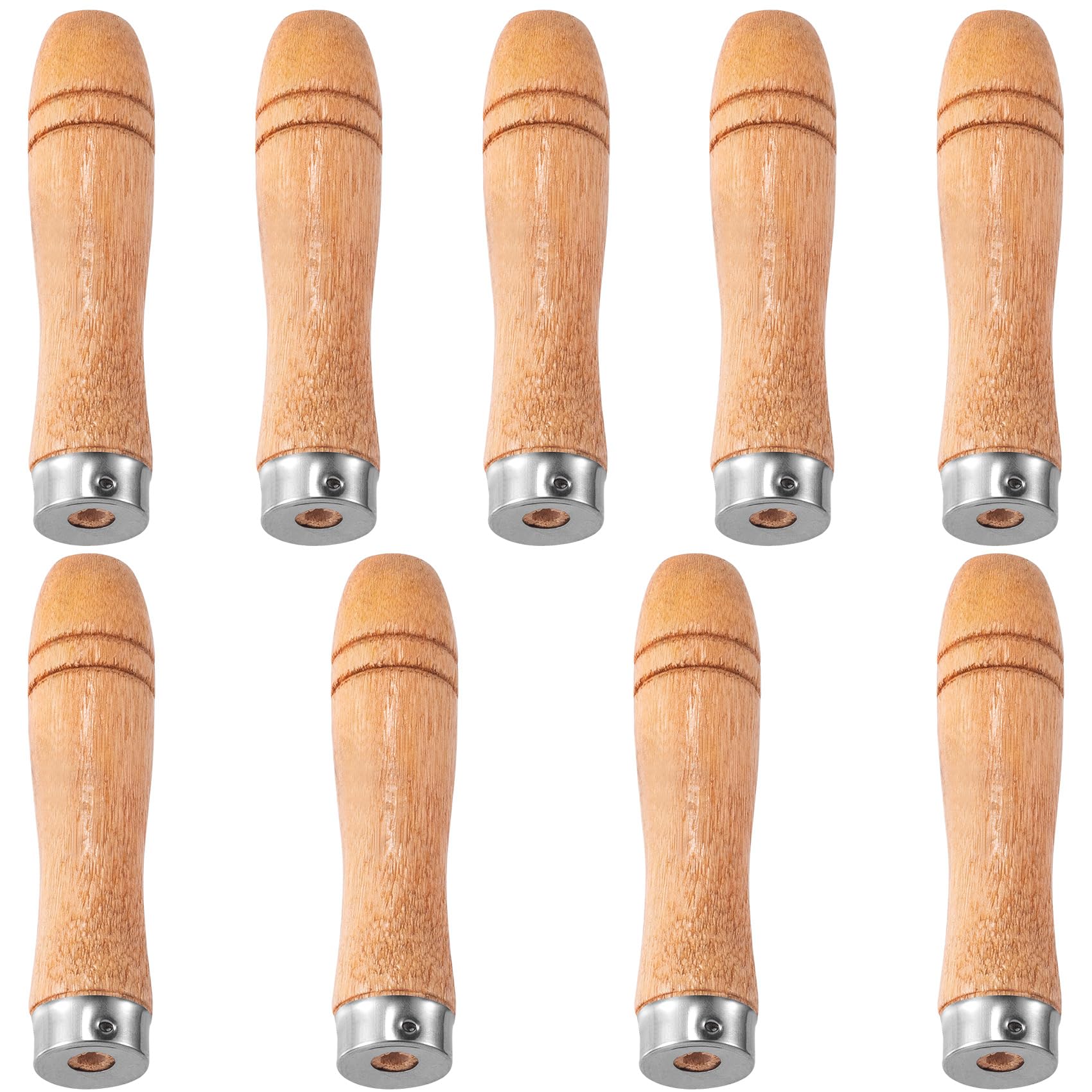 Pndeyo 9pcs Wooden File Handle with Strong Metal Collars, Large Wood ...