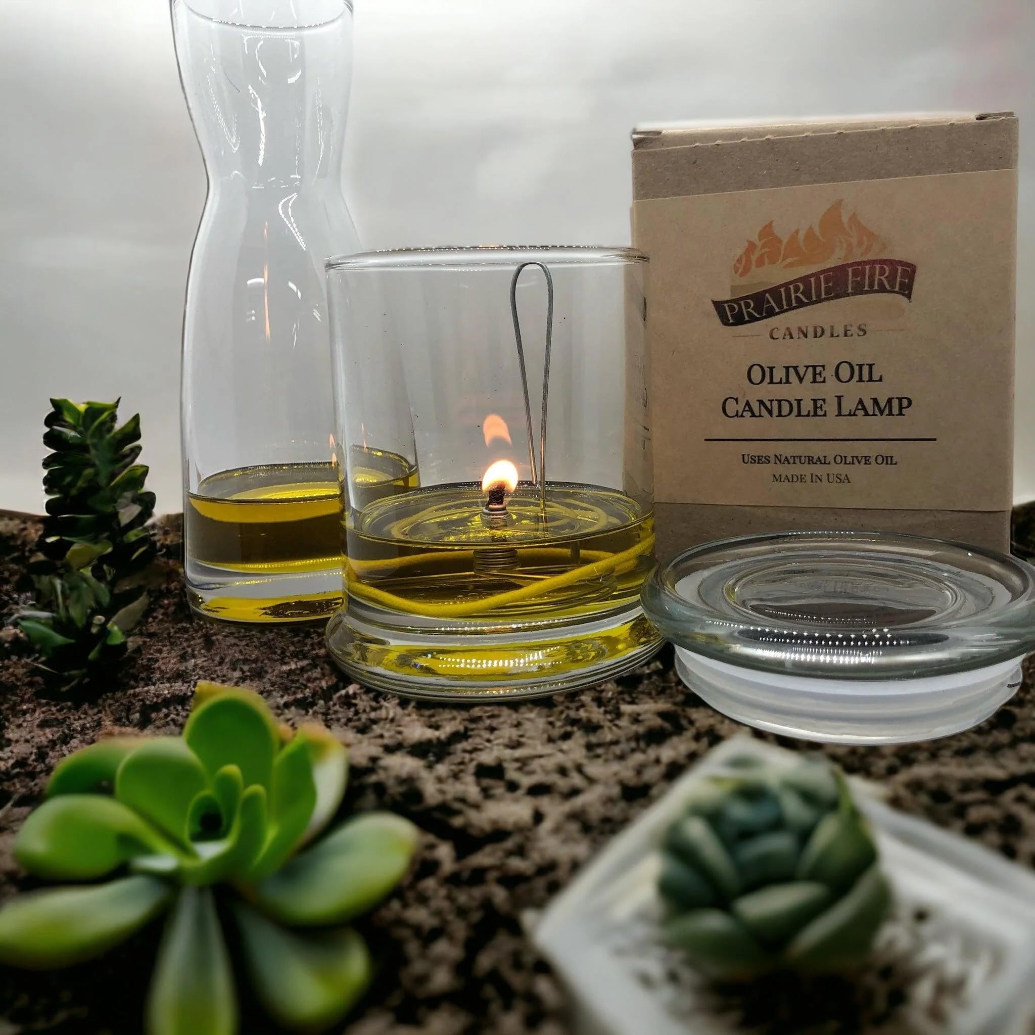 Amazon.com: Prairie Fire Candles Olive Oil Candle Lamp - Emergency ...