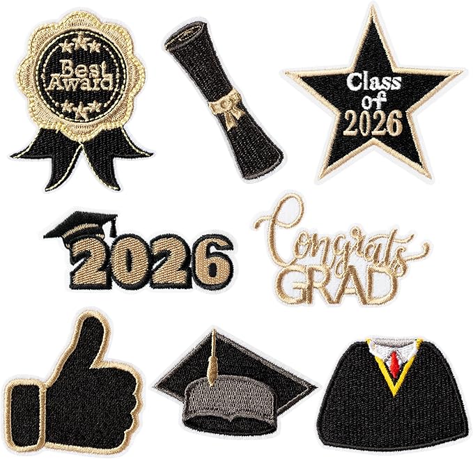 Amazon.com: 8Pcs Class of 2026 Graduation Iron On Patches Congrats Grad ...