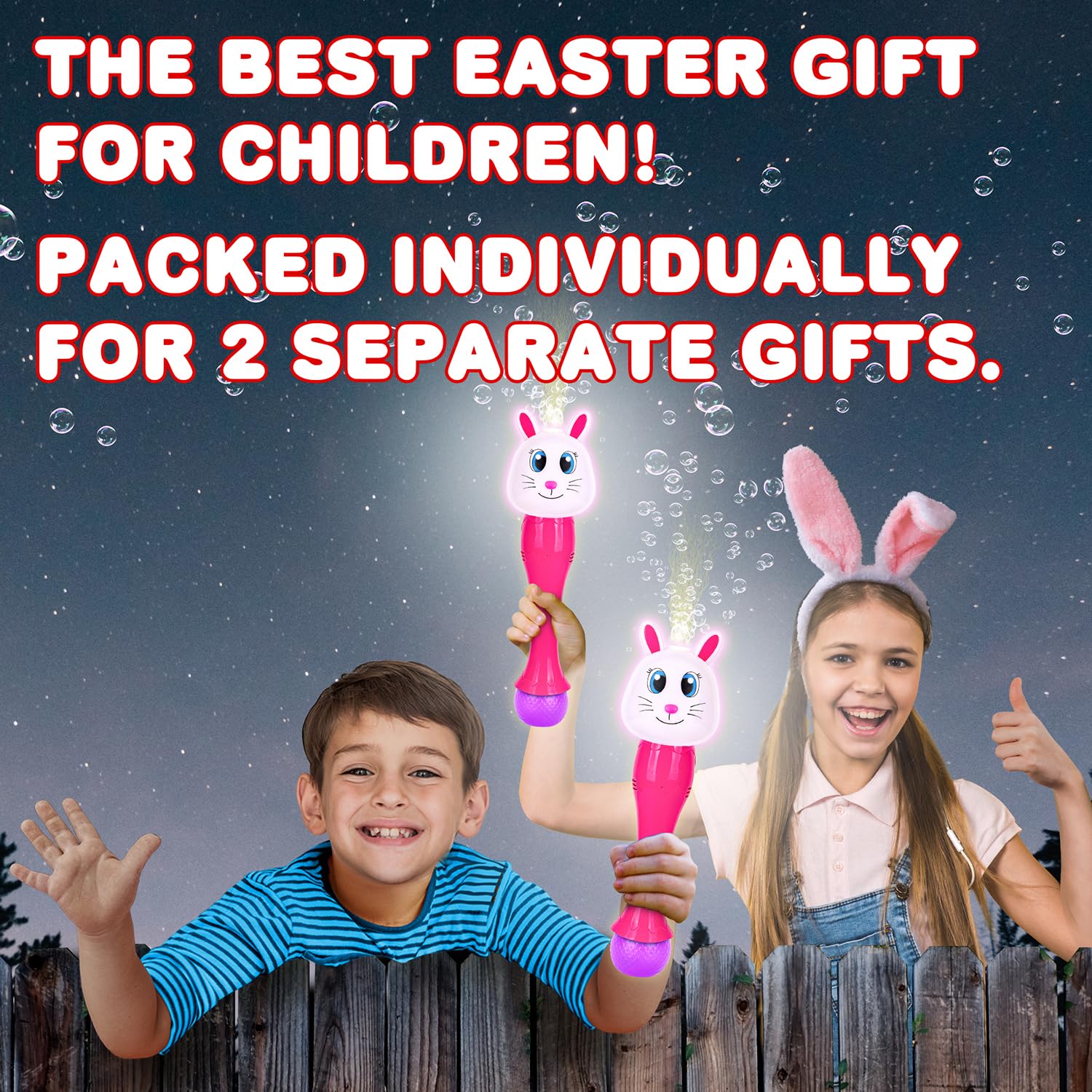 Light Up Bunny Easter Bubble Wands - Set of 2 Bunny Bubble Wands - 14 ...