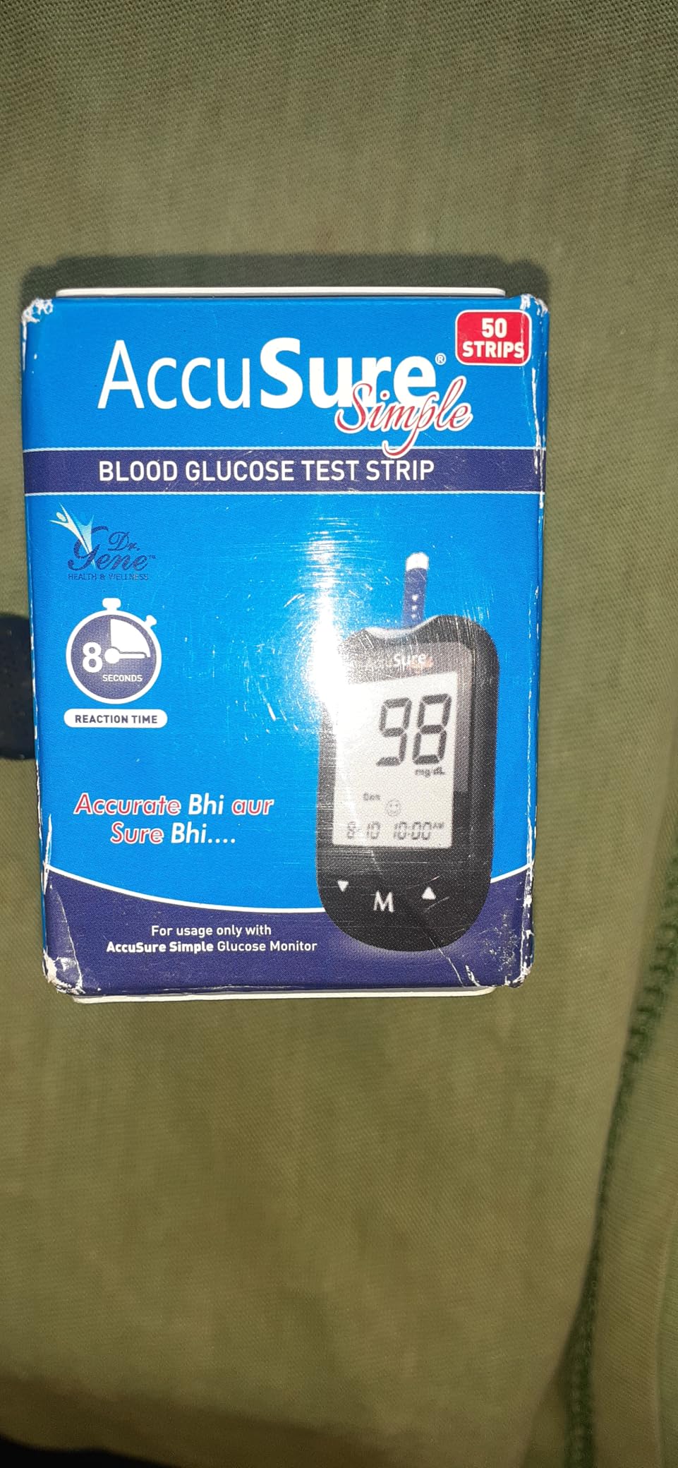 AccuSure Simple Blood Glucose Test 100 Strips, 2 X 50 Test Strip ...