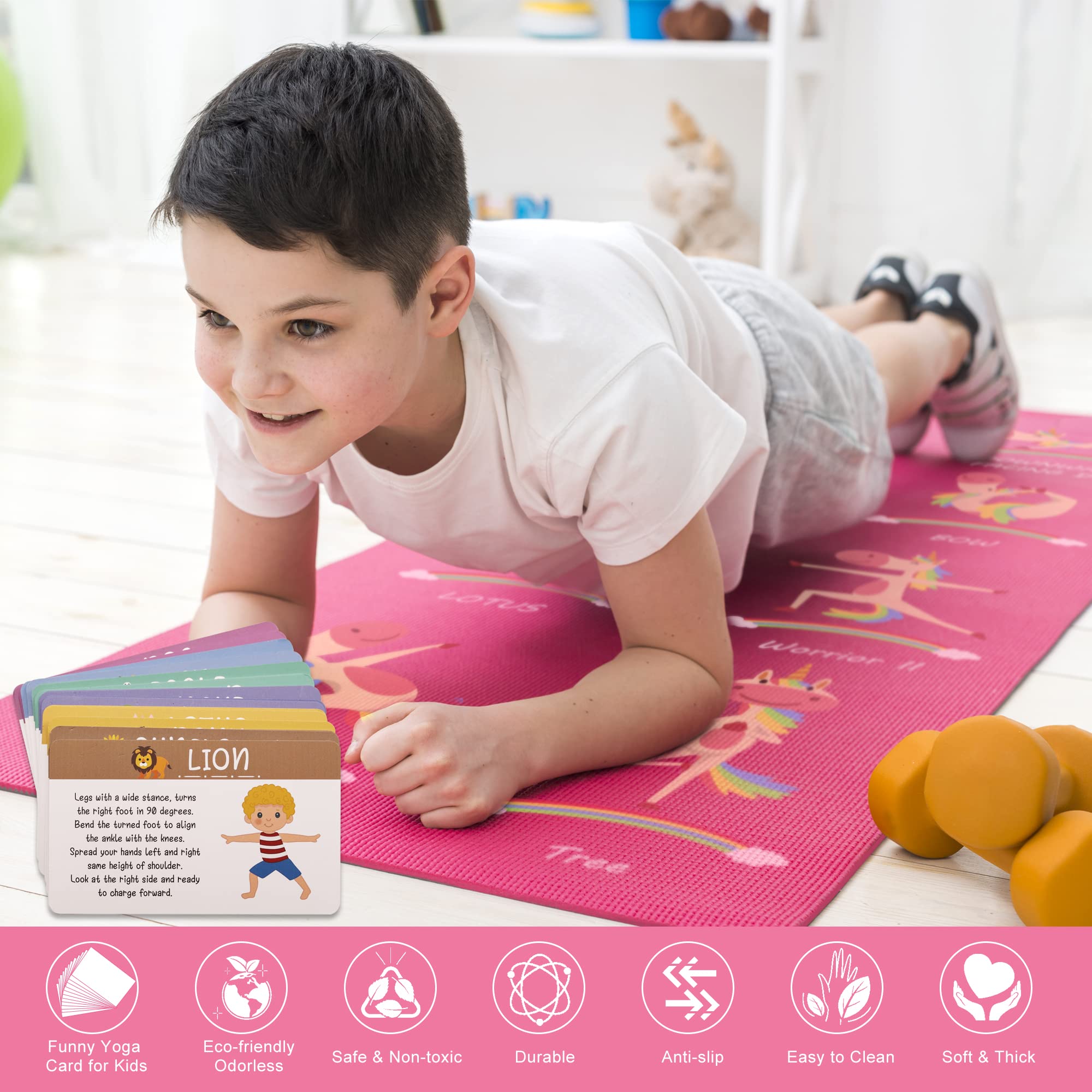 Garybank Kids Yoga Mat Set -Non-slip Exercise Mats with Fun Prints -12 ...