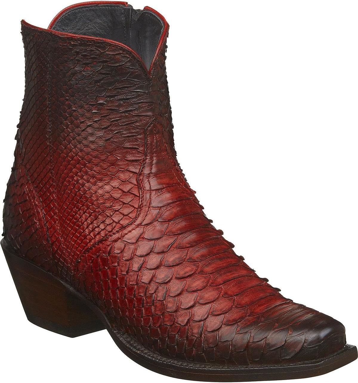 Amazon.com | Lucchese Women's Handmade Zita Antique Python Booties ...