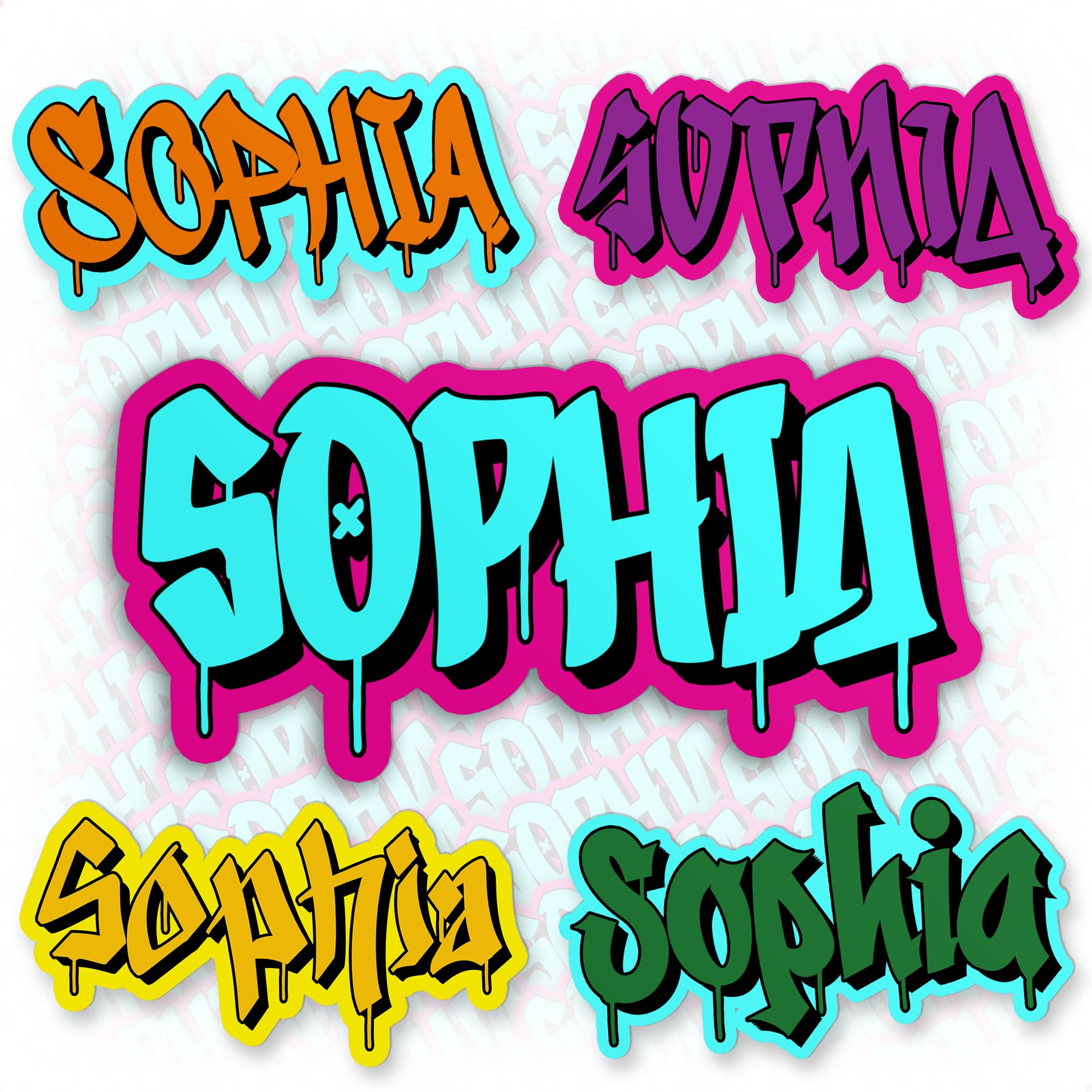 Amazon.com: Custom Graffiti Name Stickers Personalized Name Colors ...