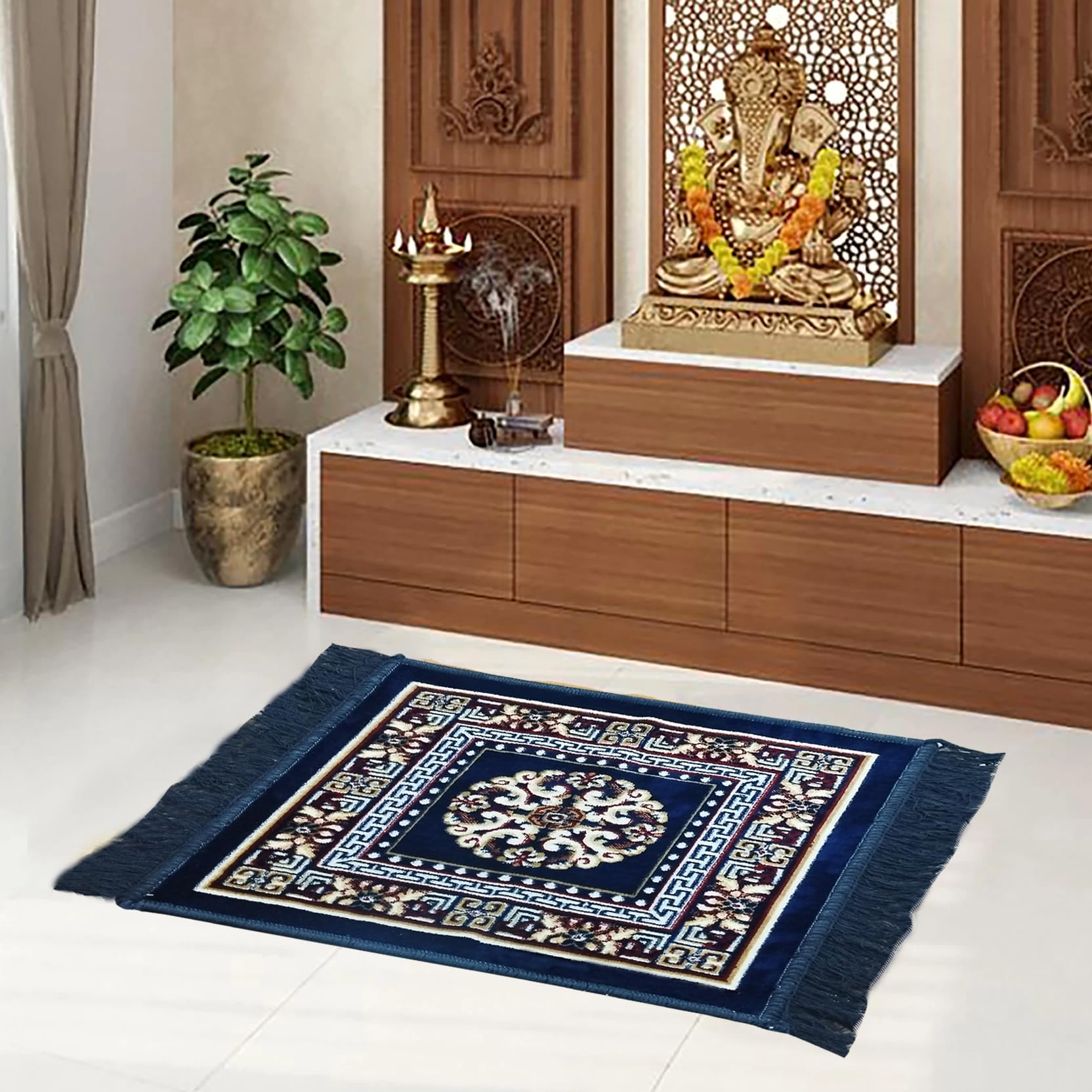 Buy STATUS Traditional Carpet/Pooja Mat|Square Shape|Mat for Home ...