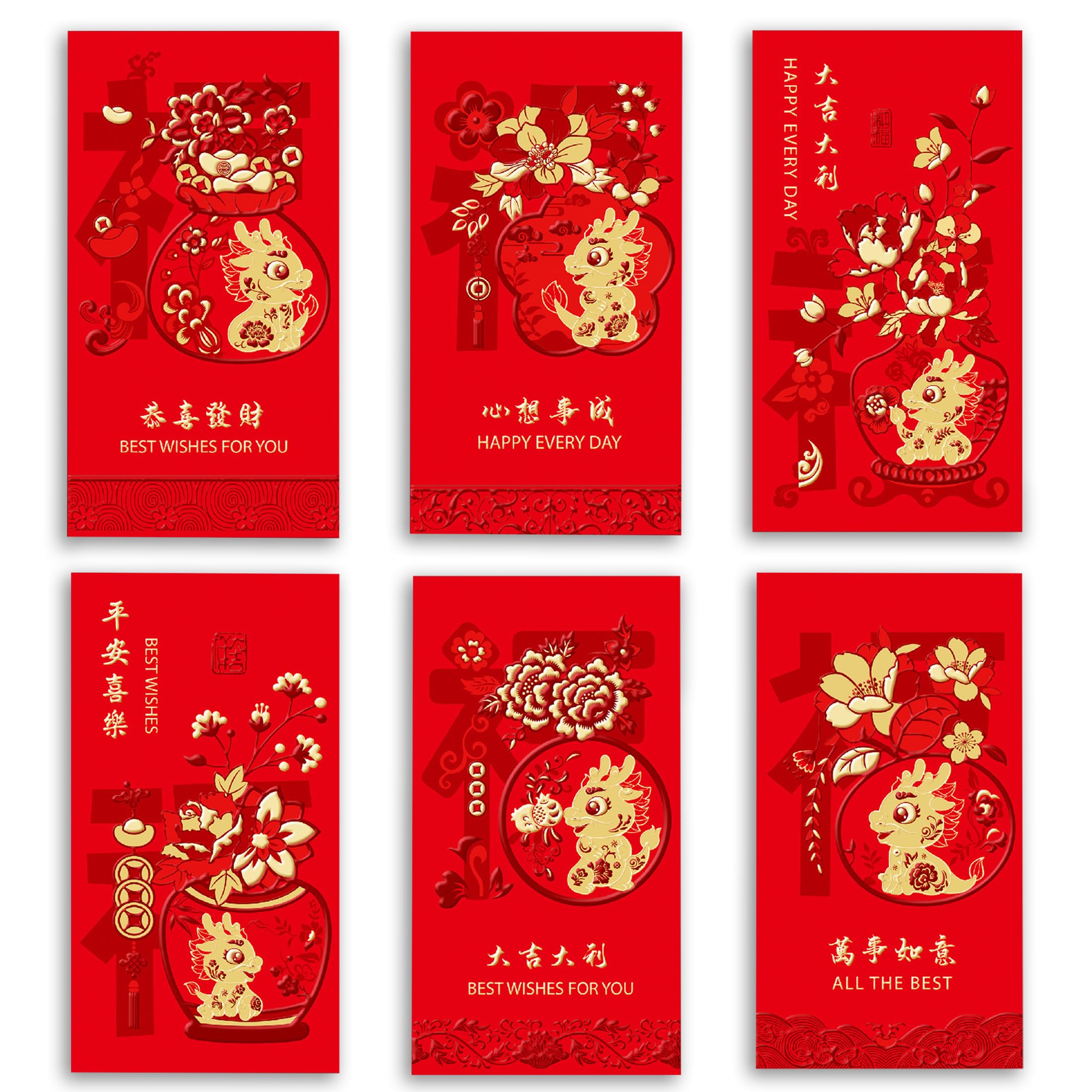 Amazon.com : Bedemu 36Pcs Chinese New Year Red Envelopes 2024, Lunar ...