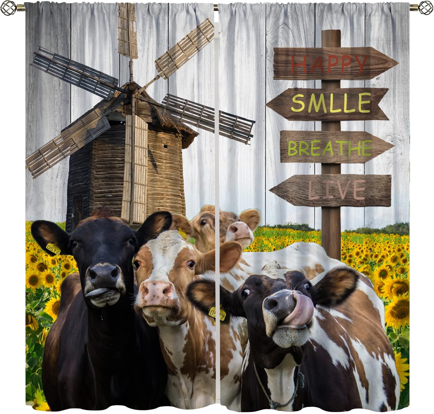 Amazon.com: SENRUEGT Farm Cow Curtains,Funny Wild Animal Cow Farm ...