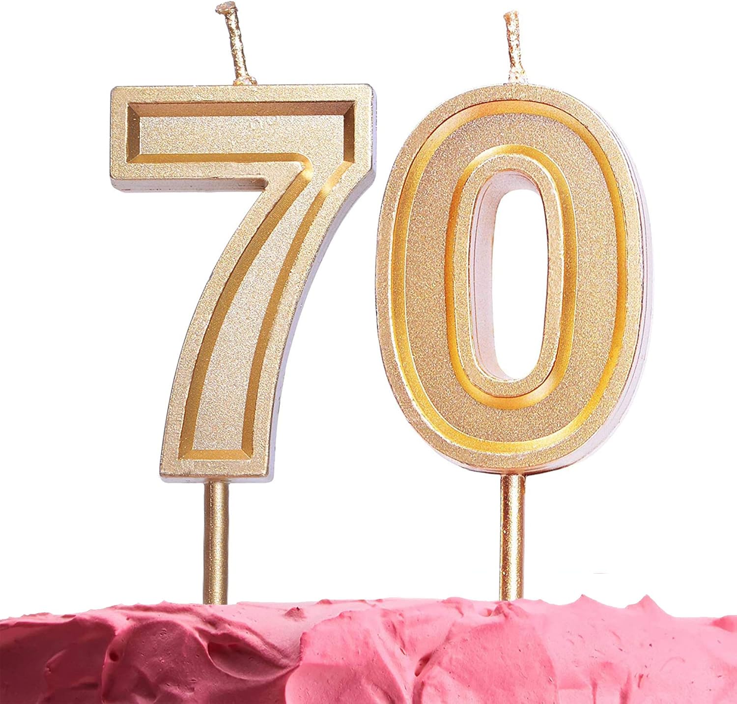 Amazon.com: GET FRESH Number 70 Birthday Candle - Large Gold Number ...
