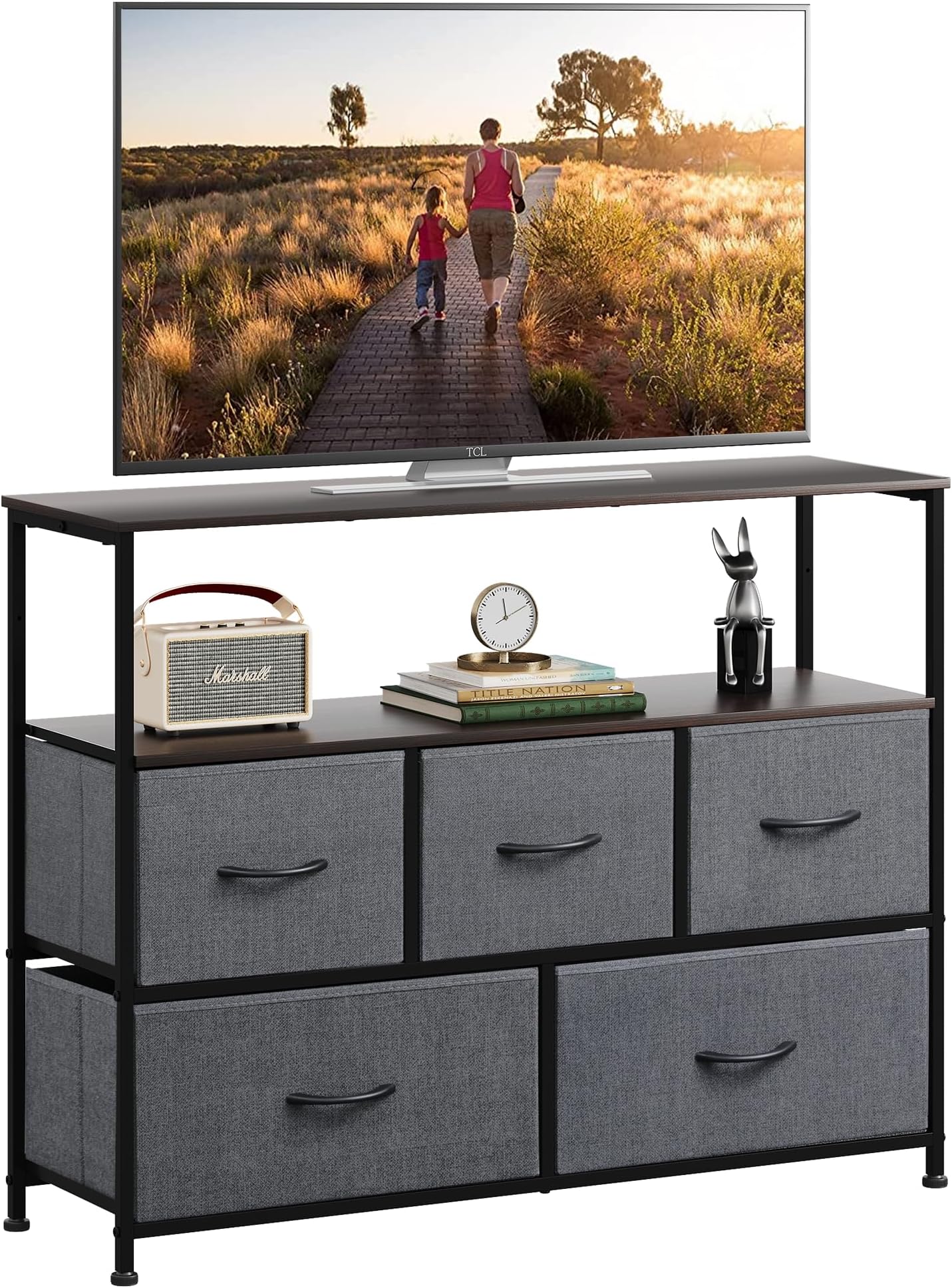 Amazon.com: SEHERTIWY Dresser TV Stand, Brown Entertainment Center with ...