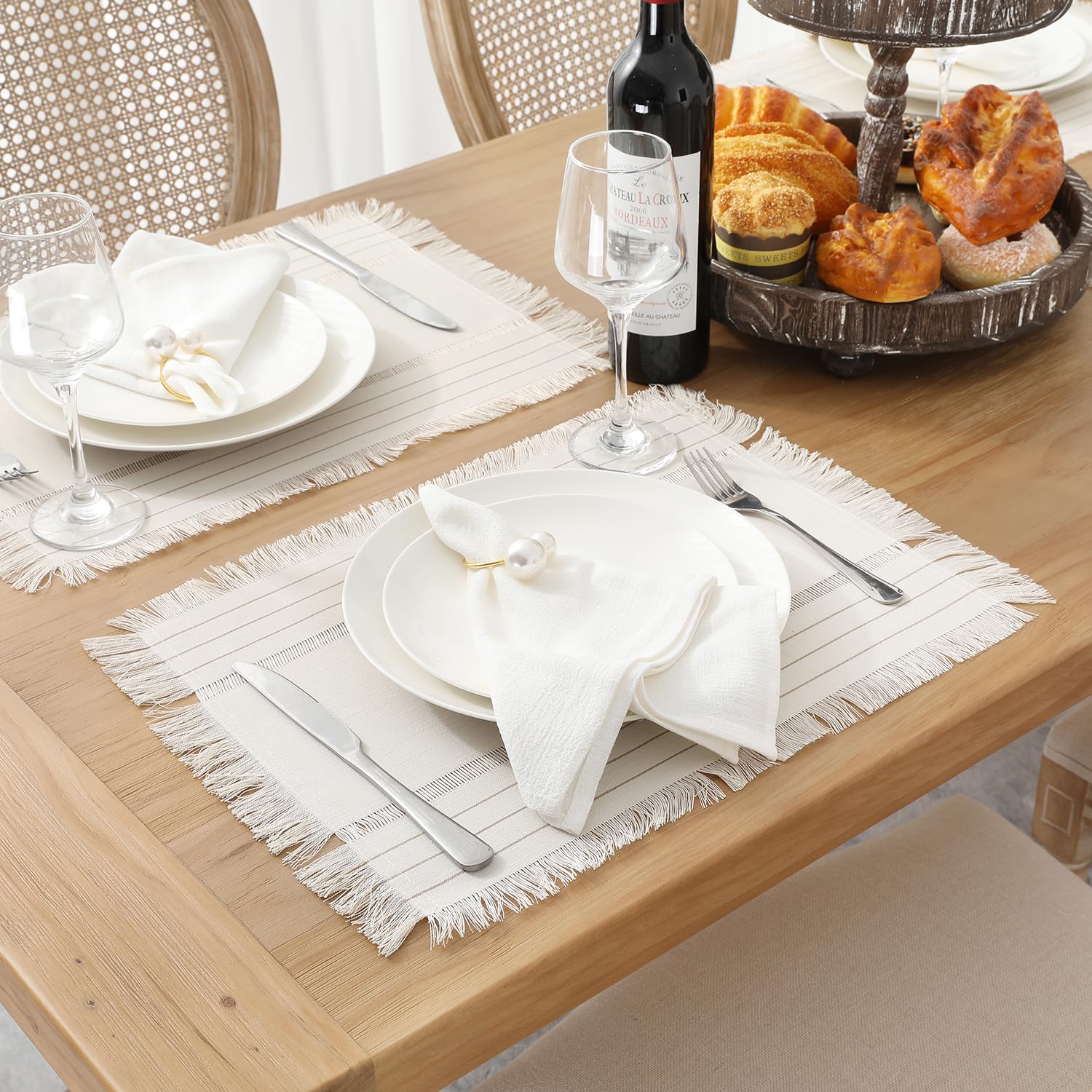 Amazon.com: Chassic Rustic Placemats Set of 6, Washable Linen Cloth ...