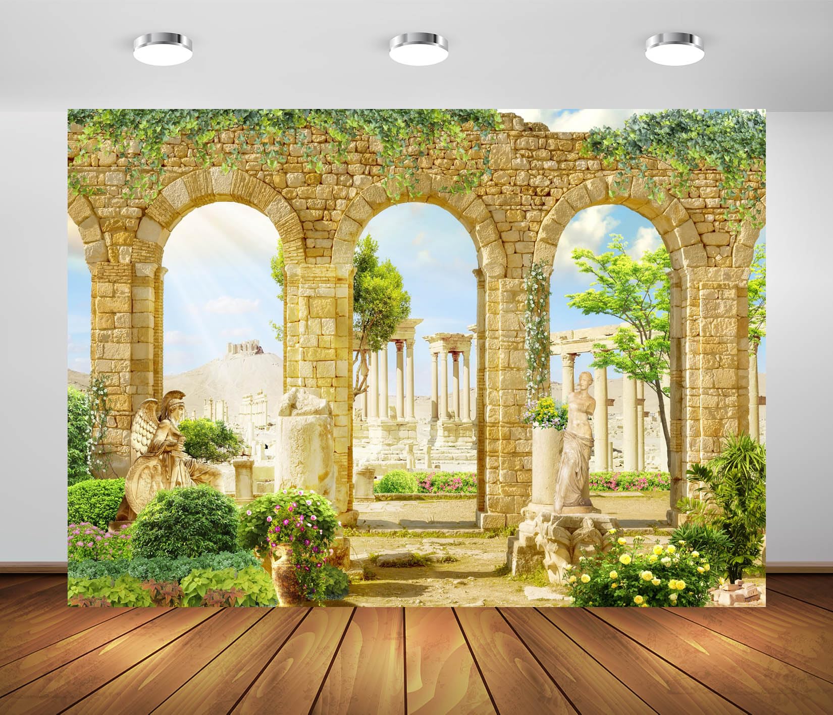 Amazon.com : BELECO 5x3ft Fabric Romantic Greece Palace Garden Backdrop ...