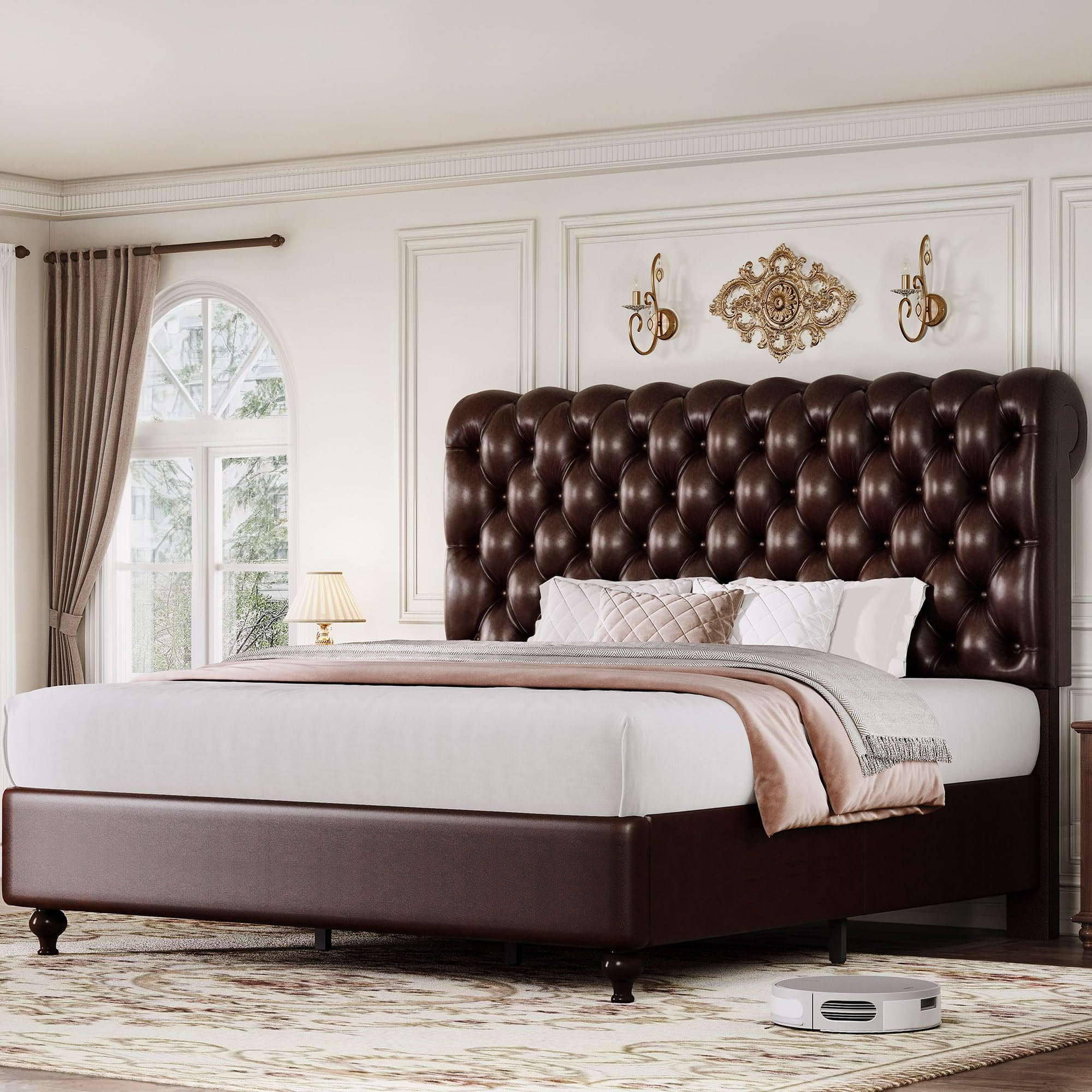 Tall Leather Headboard King Size KIMERA XL Leather King Size Bed With