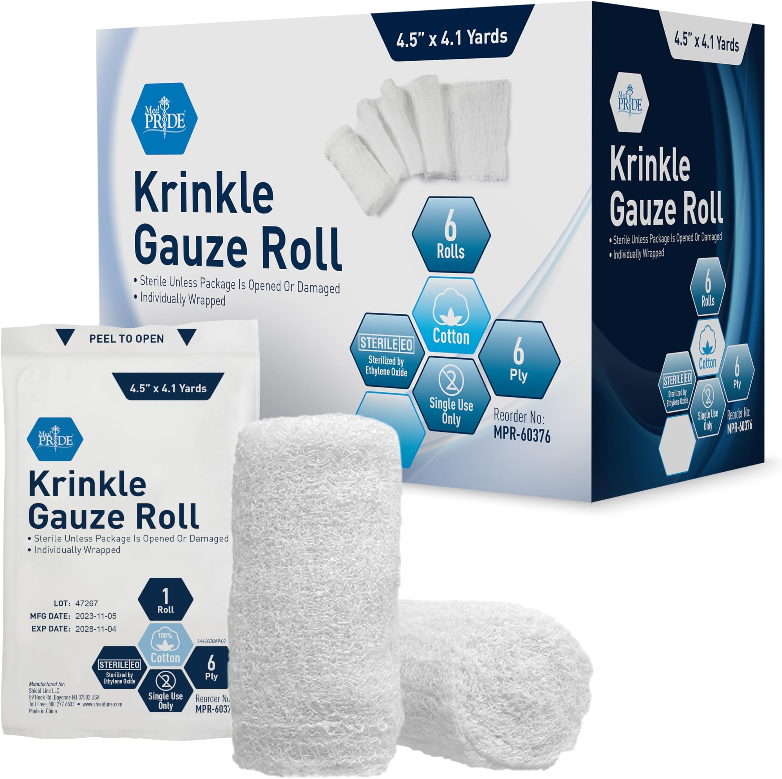 Amazon.com: Kerlix Gauze Bandage Rolls - 4 1/2 in x 4.1 Yds, 6 Ply - 6 ...