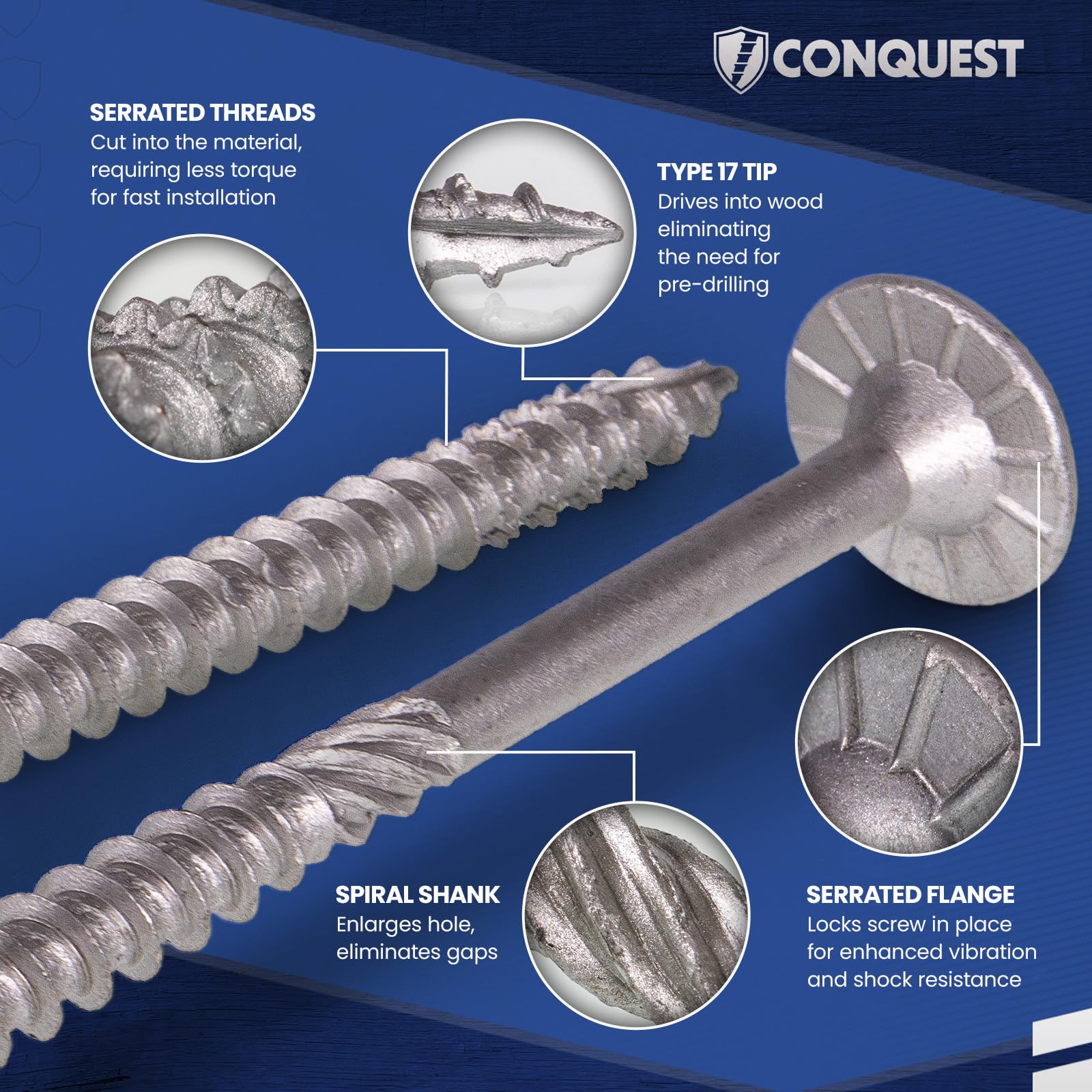 Snapklik.com : Conquest Structural Wood Screws - 0.275" X 12" ICC ...