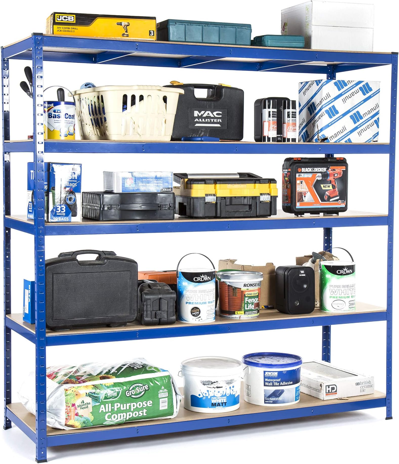 Racking Solutions Steel Shelving Unit 1800mm H x 1800mm W x 600mm D ...