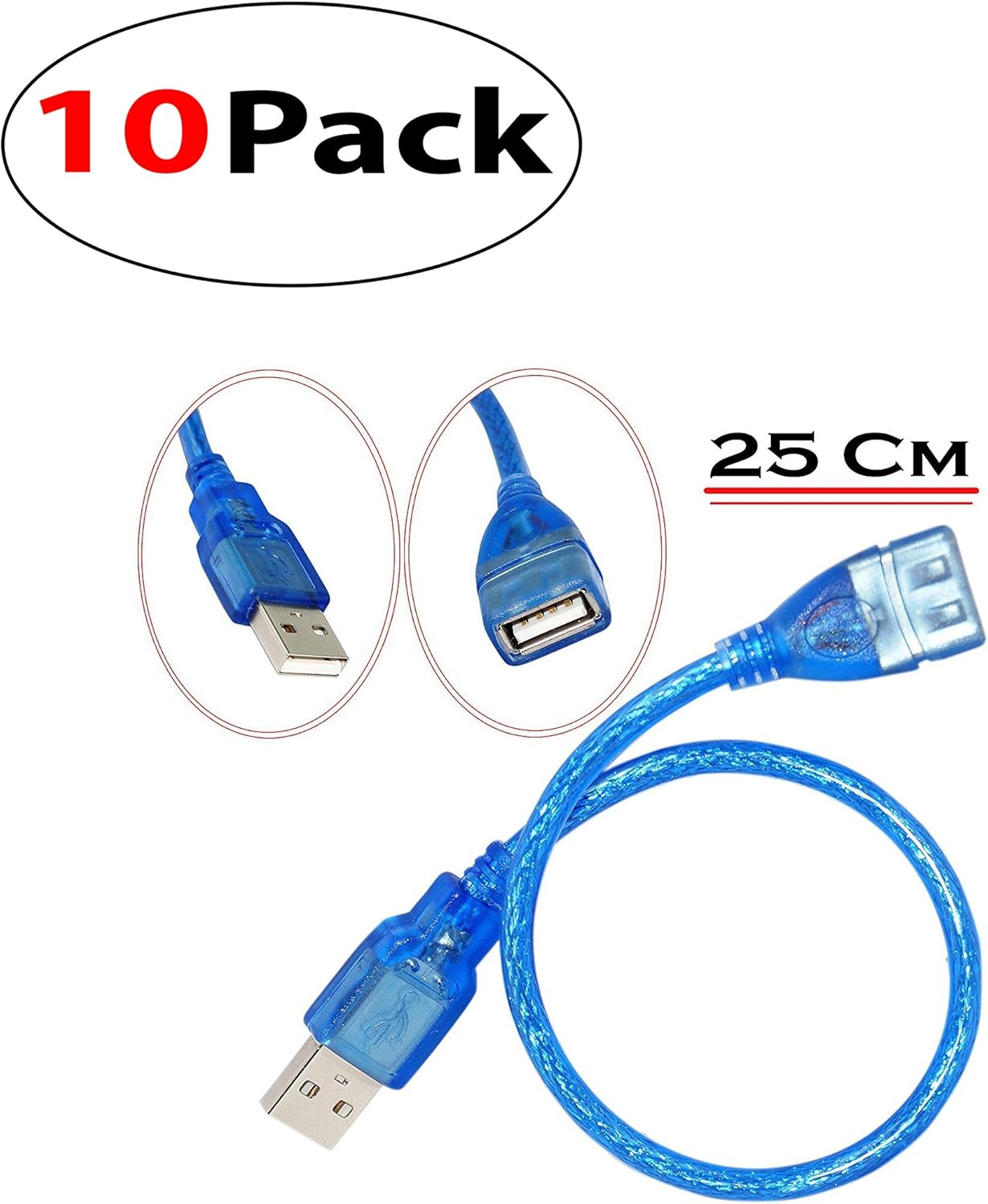 Amazon.com: 10 Pack 25cm High Speed Short Length USB 2.0 Male to Female ...