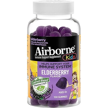 Amazon.com: Airborne Elderberry + Zinc & Vitamin C Gummies For Adults ...
