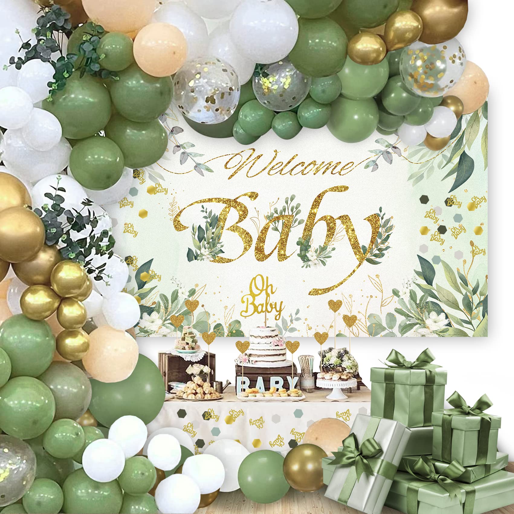 Sage Green Baby Shower Decorations For Boy Or Girl,gender Neutral Sage ...