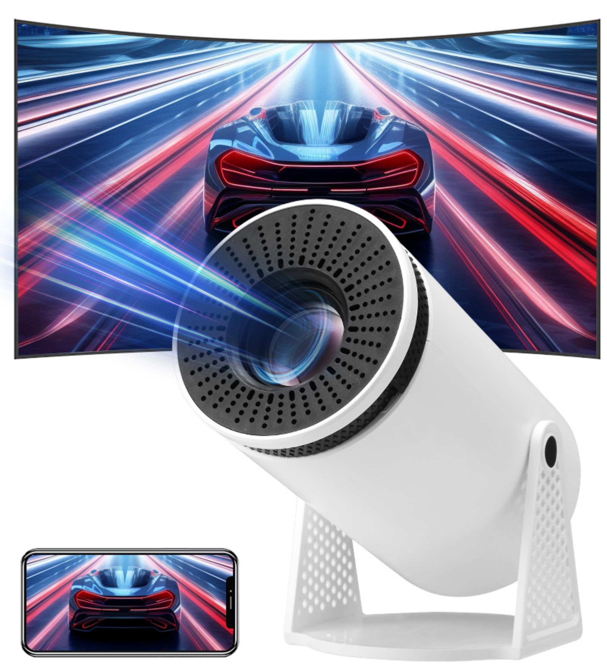 Bewinner 4K UHD Smart Small Projector, 1080P Portable Home Video ...