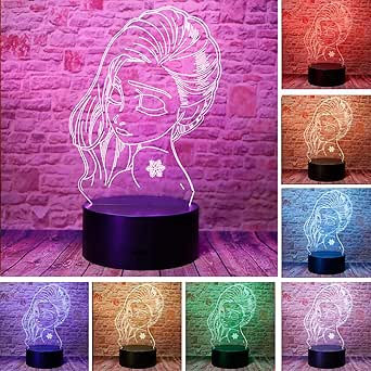 Cute Frozen Princess Elsa Anime Character 3D LED Optical Illusion ...