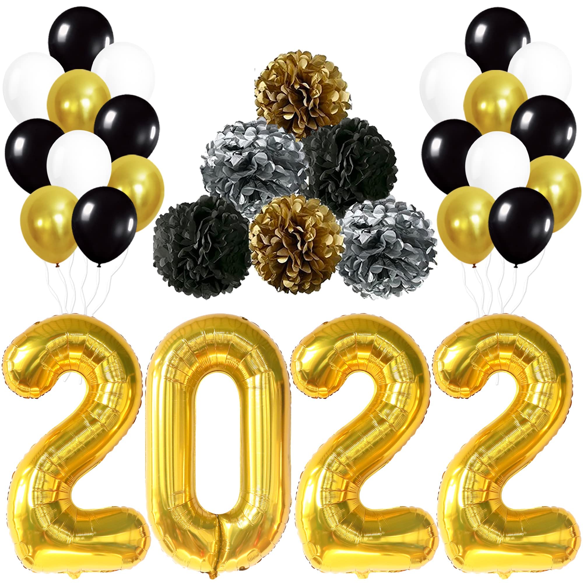 Buy Giant, Gold 2022 Balloons Numbers Set - 40 Inch | New Years ...