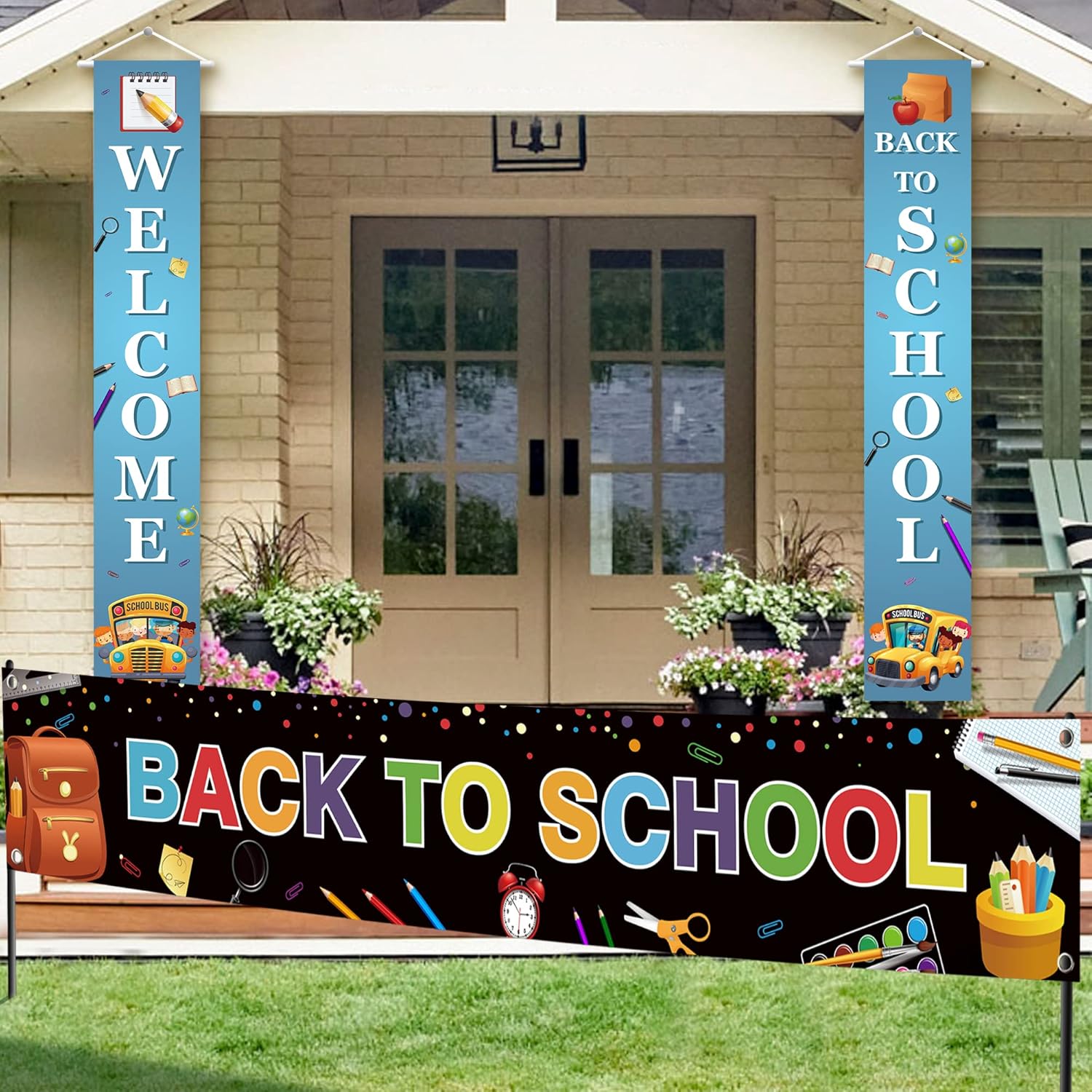 Amazon.com: Large, Back to School Backdrop Set - 120x20 Inch | Welcome ...
