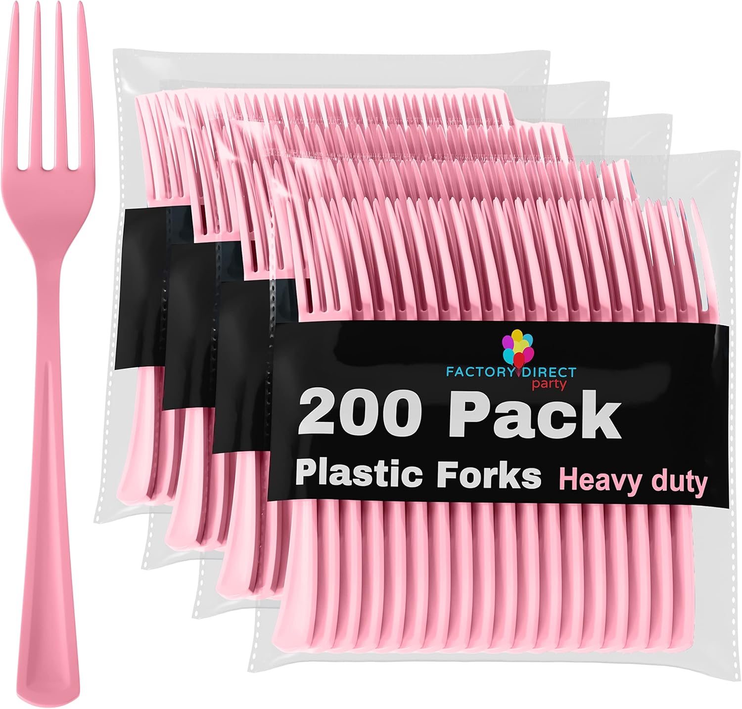Amazon.com: Disposable Pink Plastic Forks 200 Pcs - Heavy Duty Pink ...