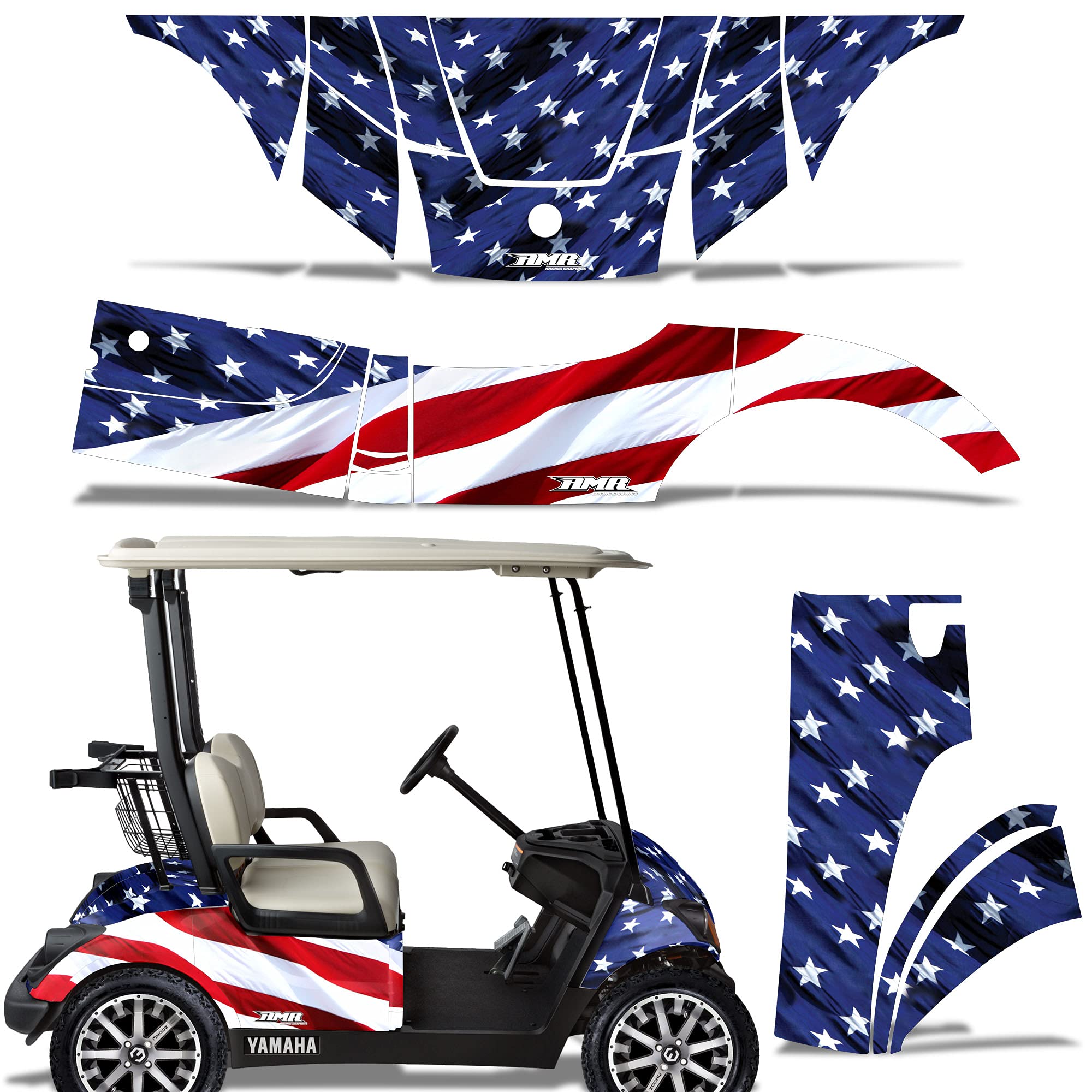 Buy AMR Racing Golf Cart Graphics kit Sticker Decal Compatible with ...