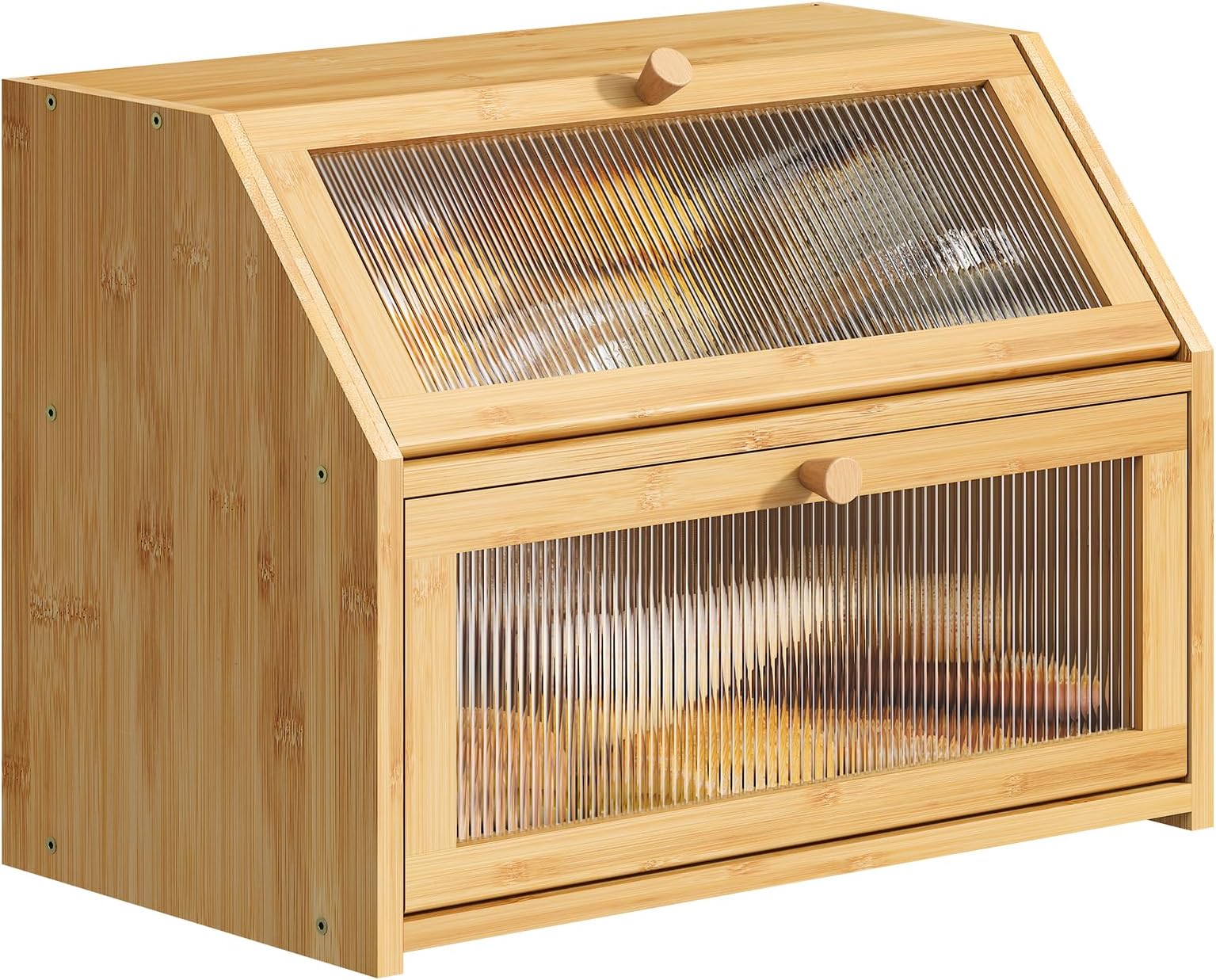 Amazon.com: Leffis Bread Box for Kitchen Counter, Bamboo Wood Extra ...