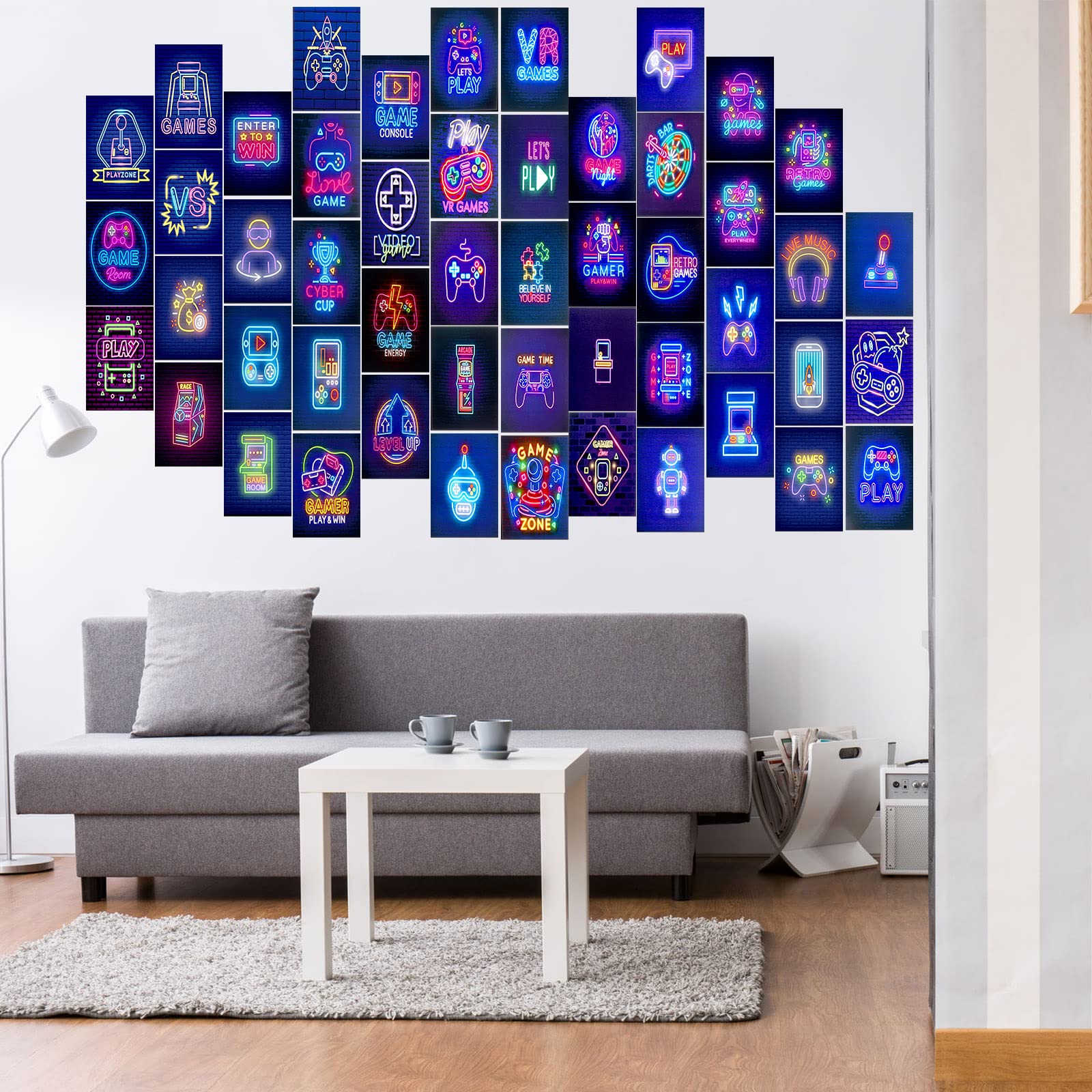 Buy 50 Pcs Neon Wall Collage Kit Video Game Themed Aesthetic Poster ...