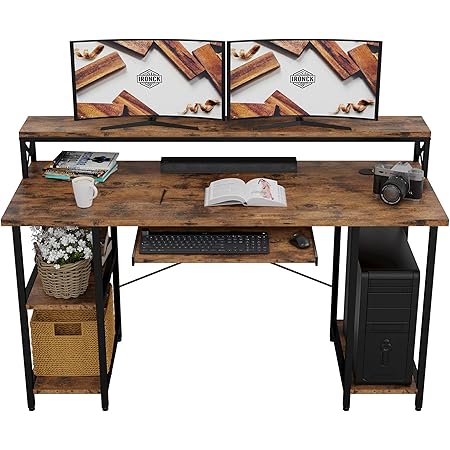 Amazon.com: NOBLEWELL Computer Desk with Storage Shelves, 47 inch Home ...
