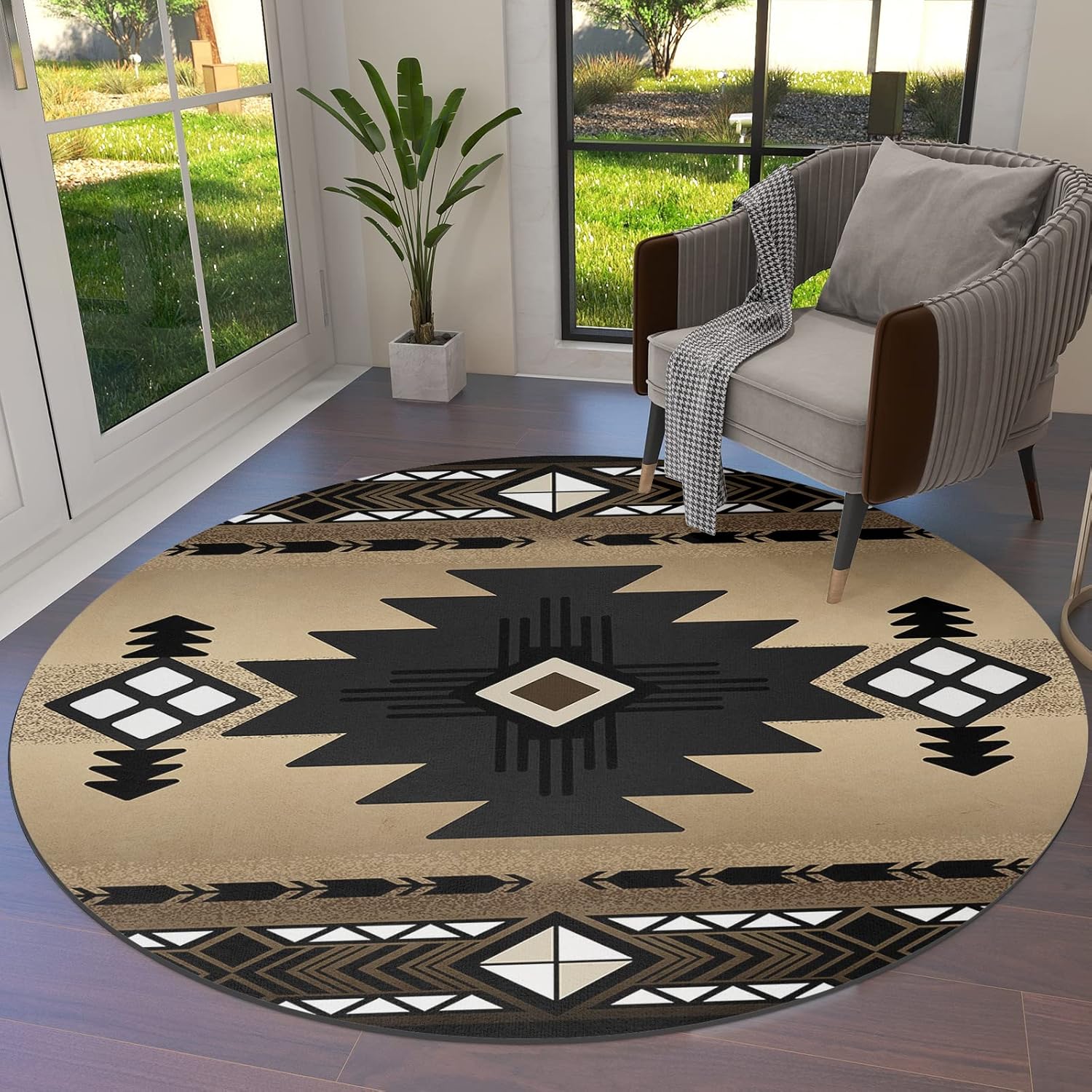 Amazon.com: Southwest Round Area Rugs Collection 4', Western Native ...